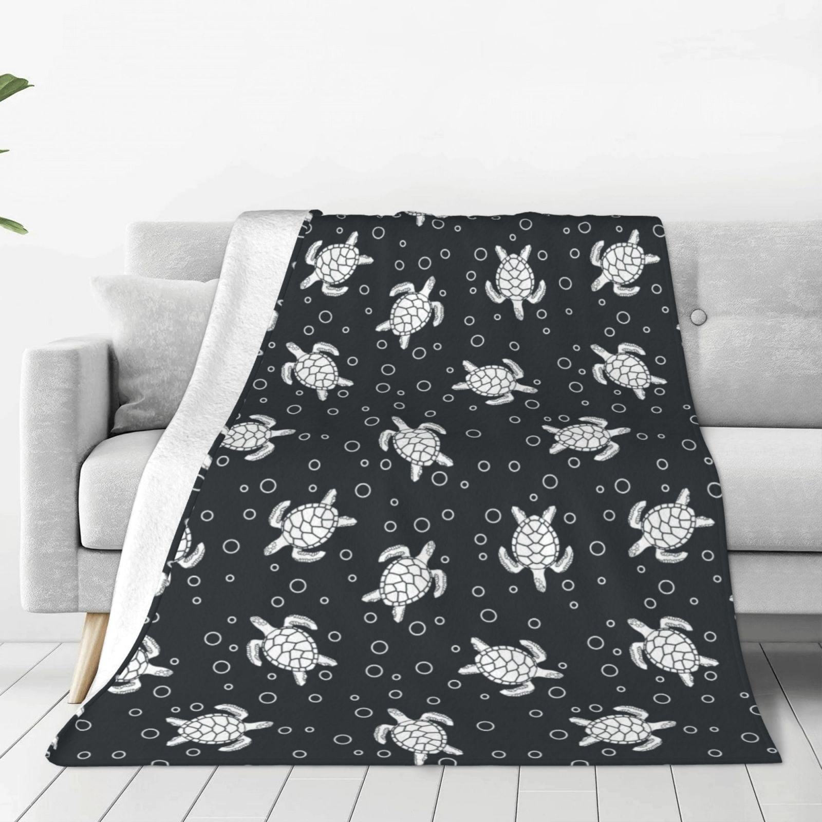 Tebeau Turtle Pattern Fleece Throw Blanket Gift for Women Men Decor ...