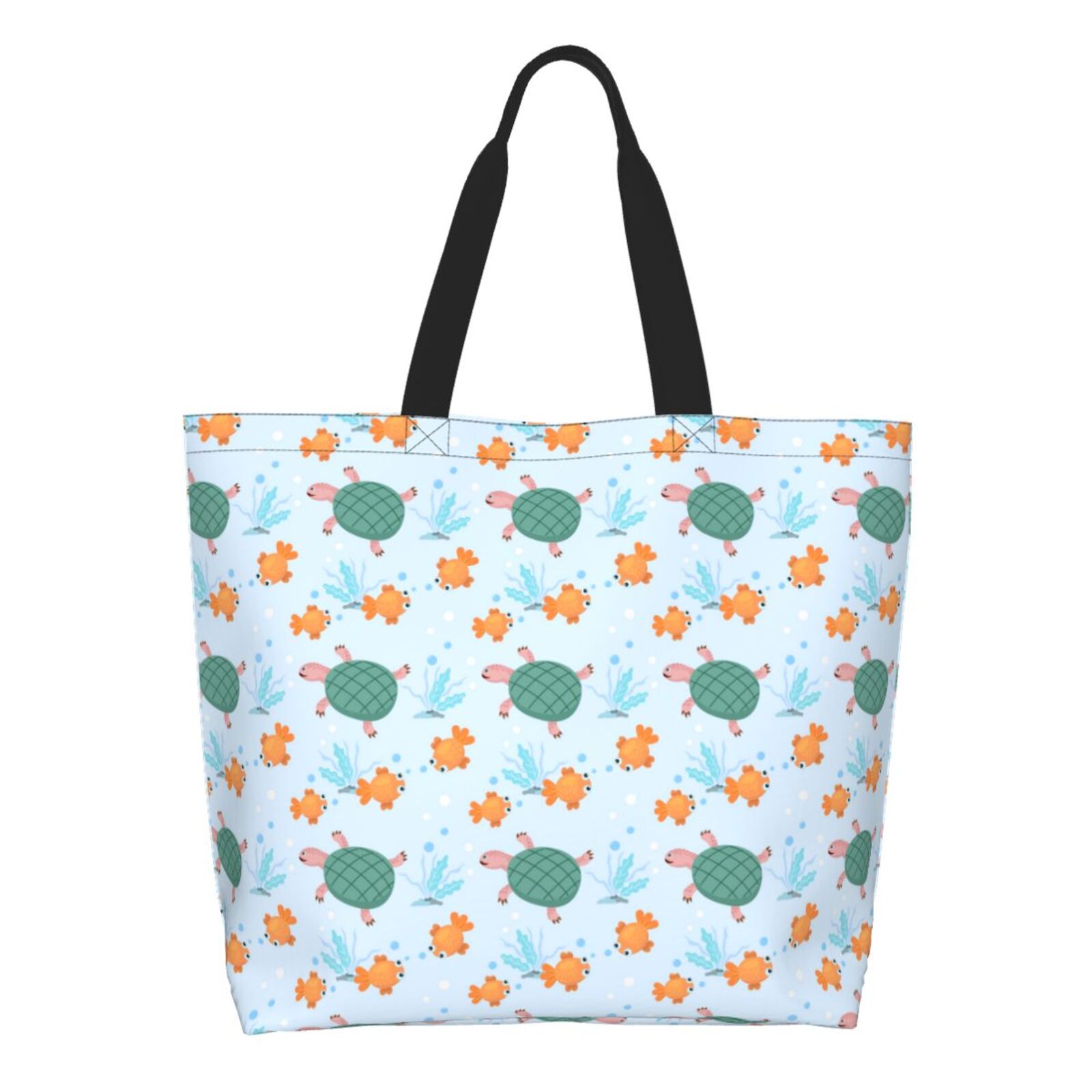 Tebeau Turtles And Goldfish Print Reusable Grocery Bags,Heavy Duty ...