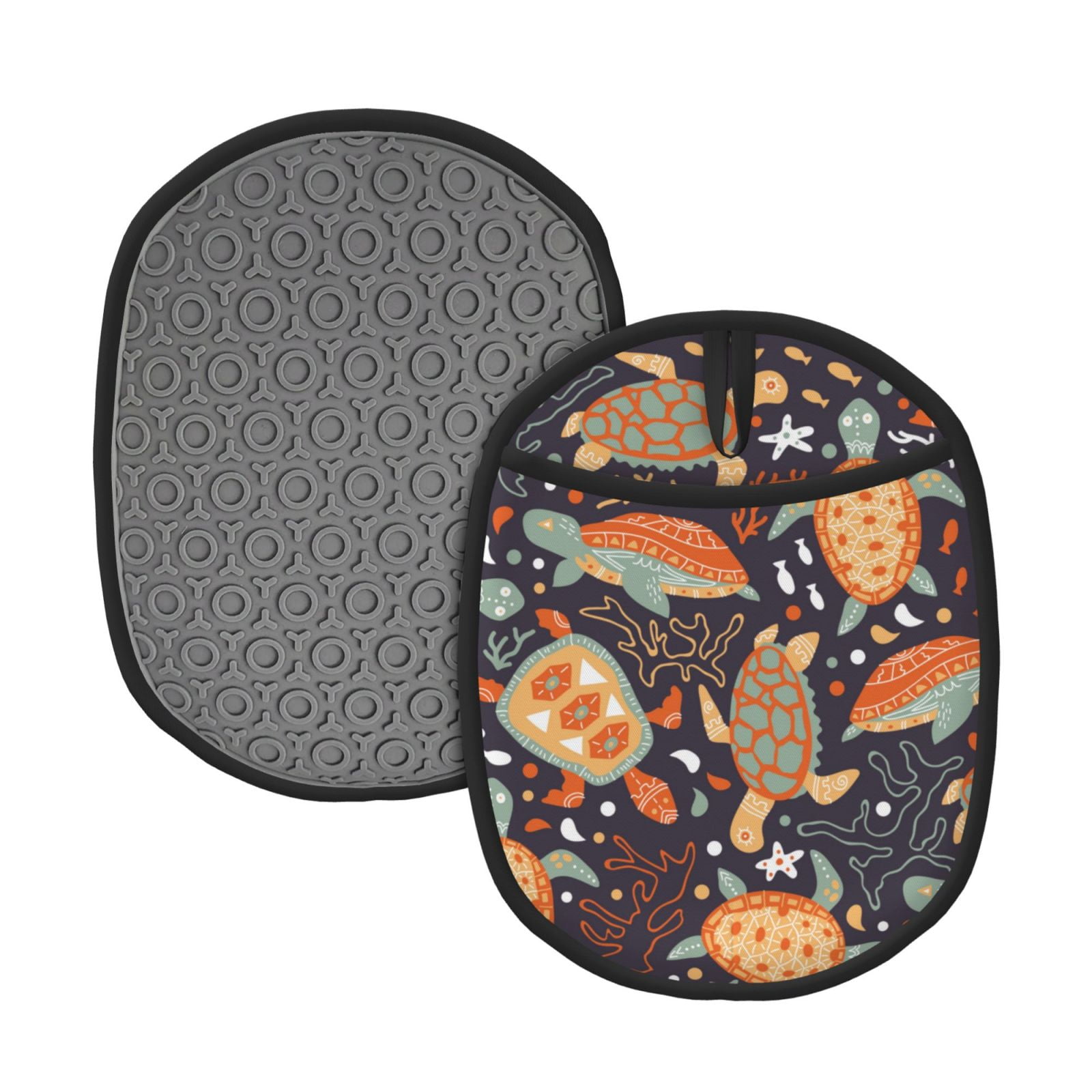 Tebeau Turtles and Sea Plants Print Silicone Pot Holders , Multi ...