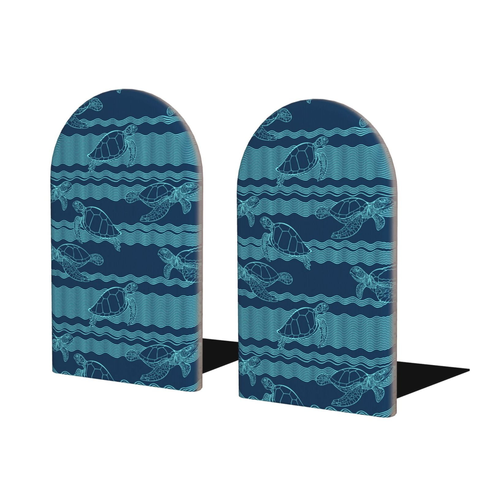 Tebeau Turtles and Waves Print Wood Bookends for Shelves,Bookends,Book ...