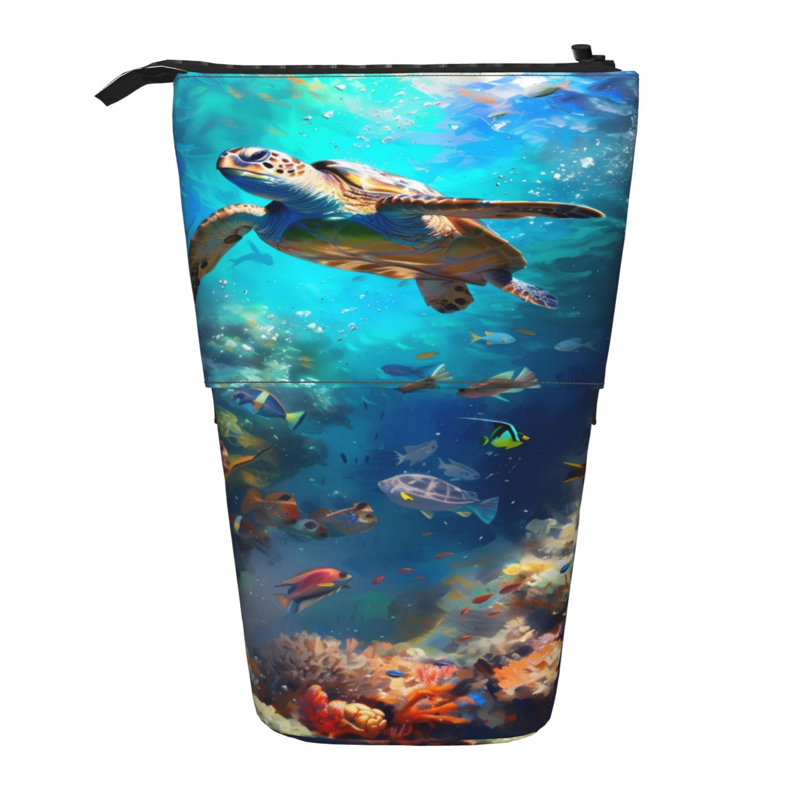 Tebeau Underwater Fish Turtle Print Telescopic Pencil Bag Pen Holder ...