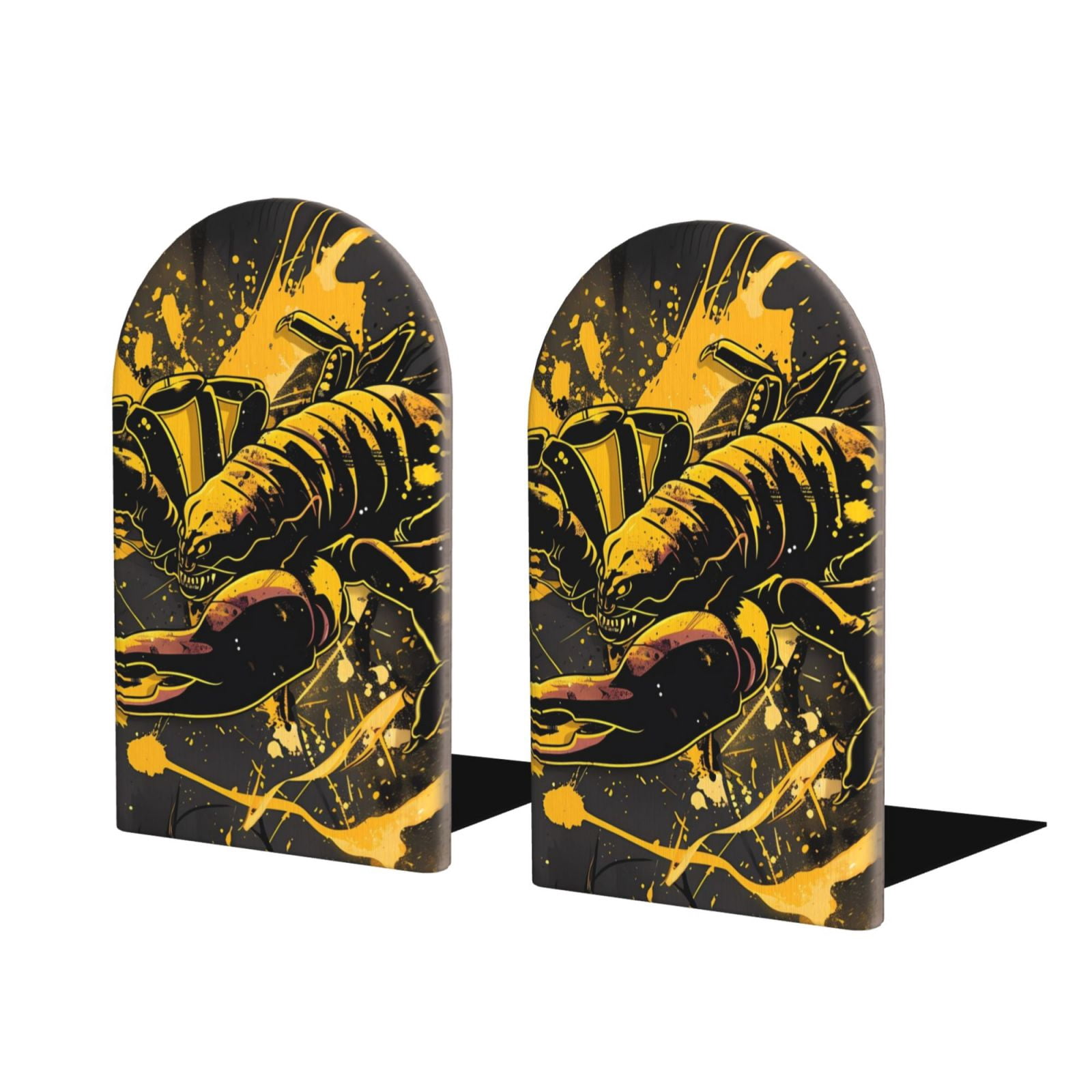 Tebeau Urban Graffiti Scorpion Illustration Print Wood Bookends for ...