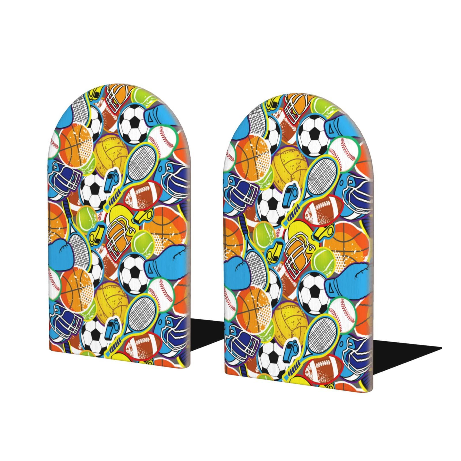Tebeau Various Balls Print Wood Bookends for Shelves,Bookends,Book ...