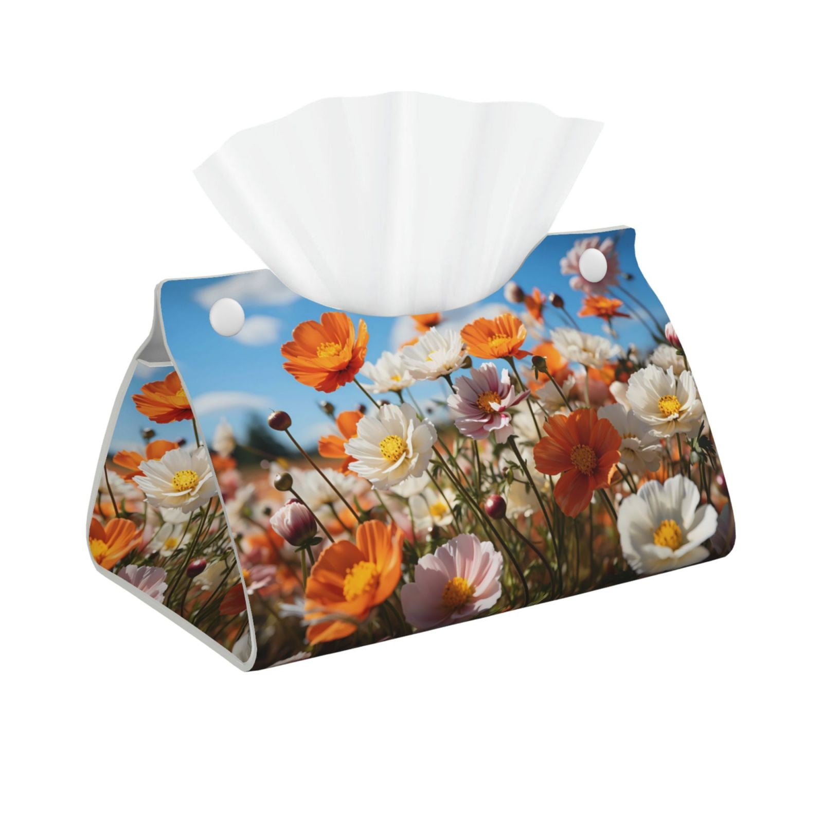 Tebeau Vibrant Field Of Blossoms Print Tissue Box Cover,Modern PU ...