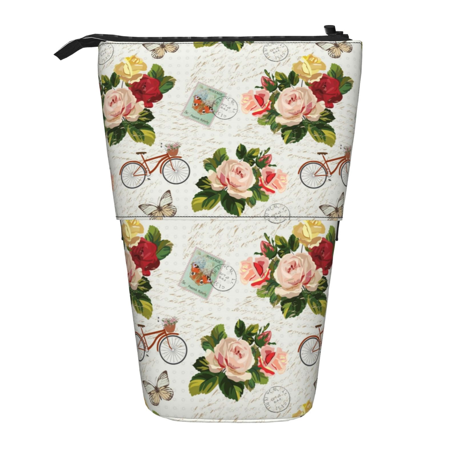 Tebeau Vintage Bike Flower Butterfly Print Telescopic Pencil Bag Pen ...