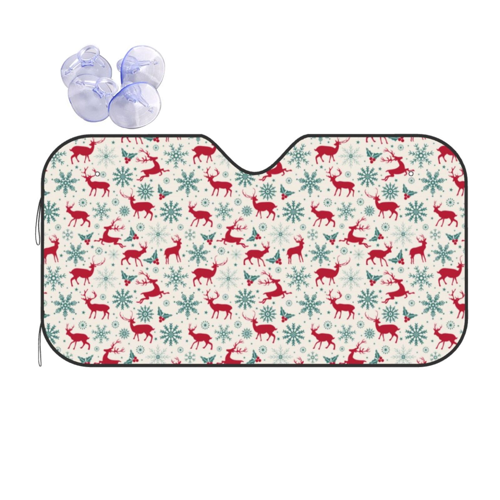 Tebeau Vintage Christmas Reindeer Print Foldable Car Windshield Sun ...