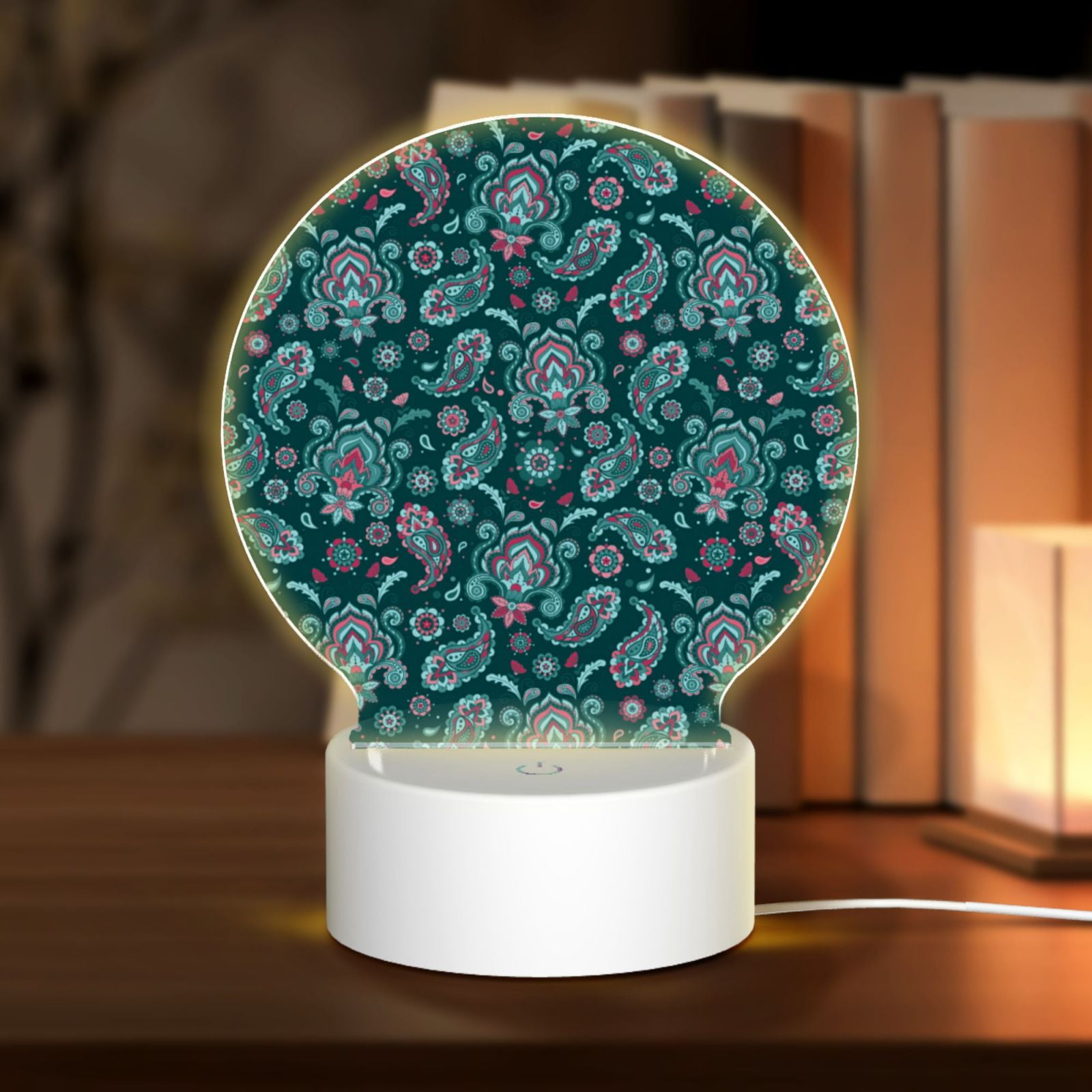 Tebeau Vintage Floral Print Round Acrylic Night Light - Personalized ...