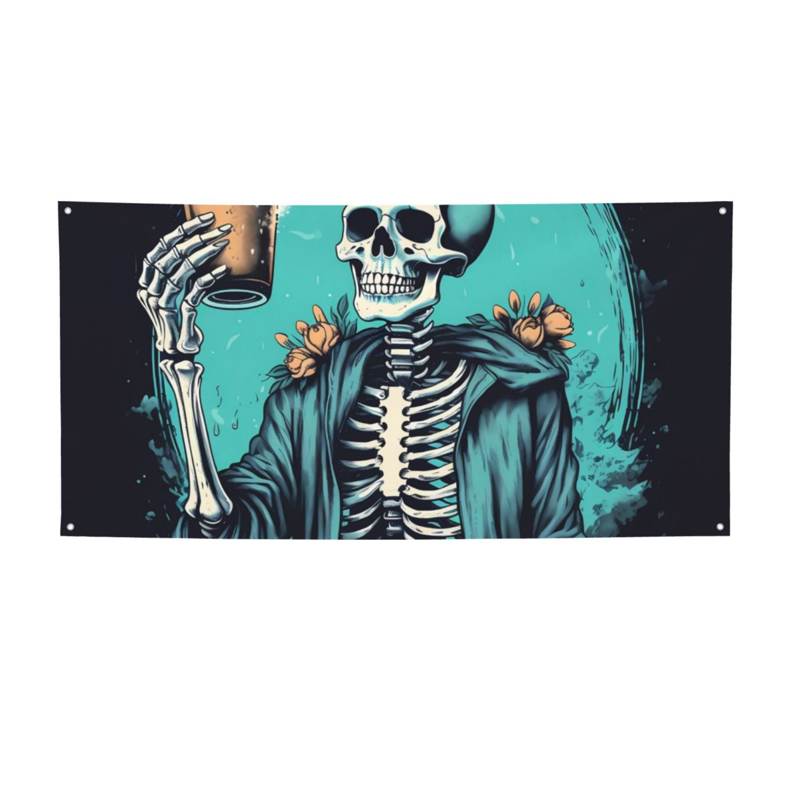 Tebeau Vintage Skull Beer Print Banner Backdrop Banner for Outdoor and ...