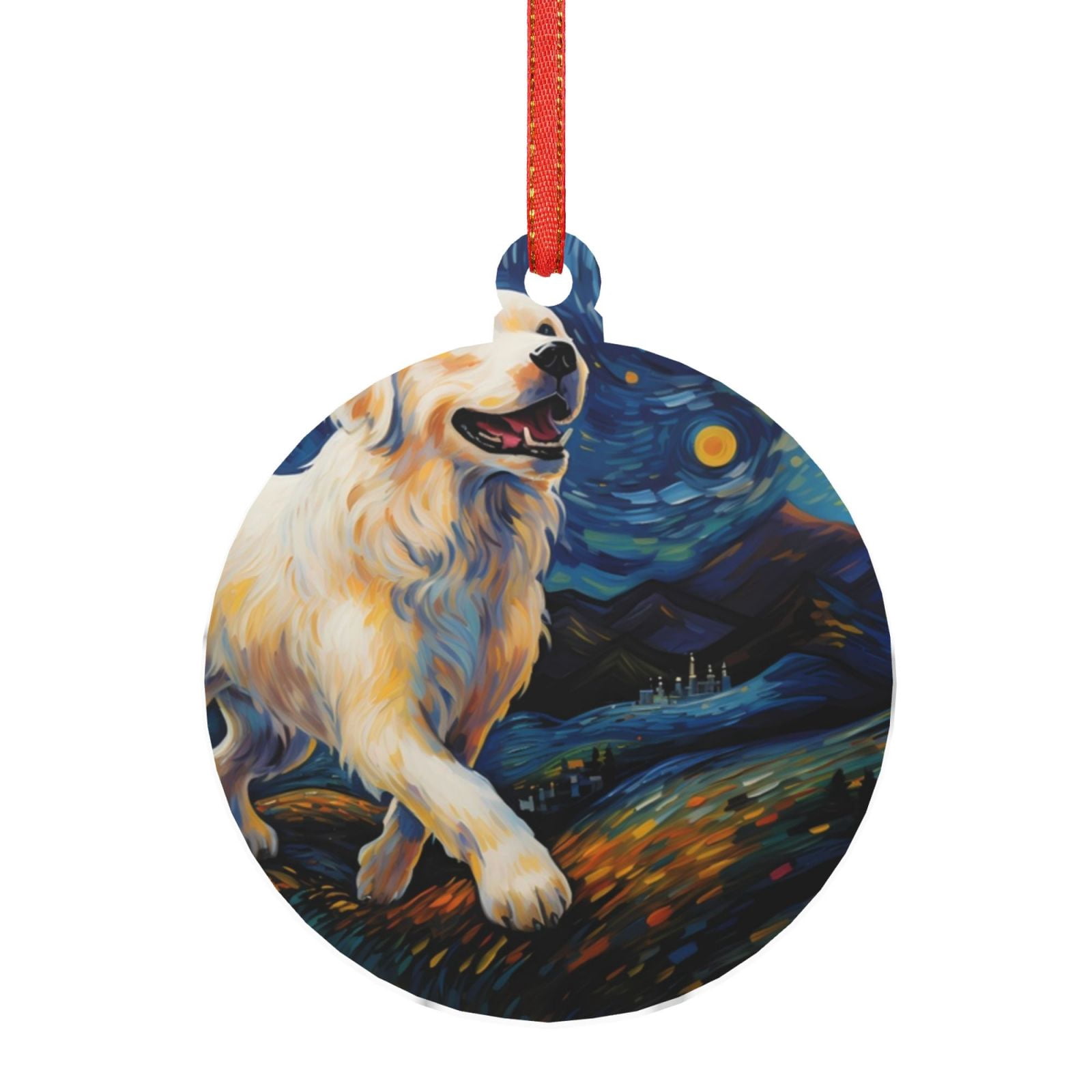 Tebeau Vintage Starry Sky Labrador A Print Christmas Tree Ornaments ...