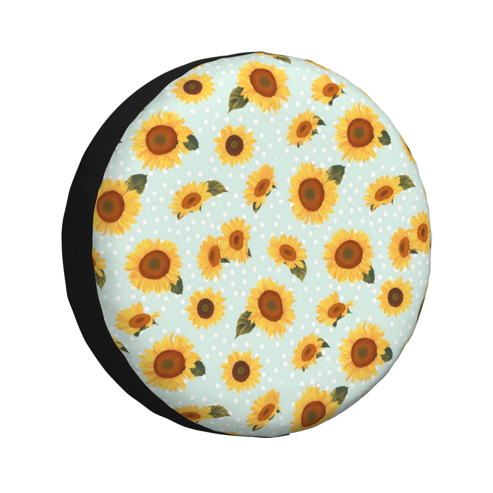 Tebeau Vintage White Polka Dot Sunflower Print Spare Tire Cover Wheel ...