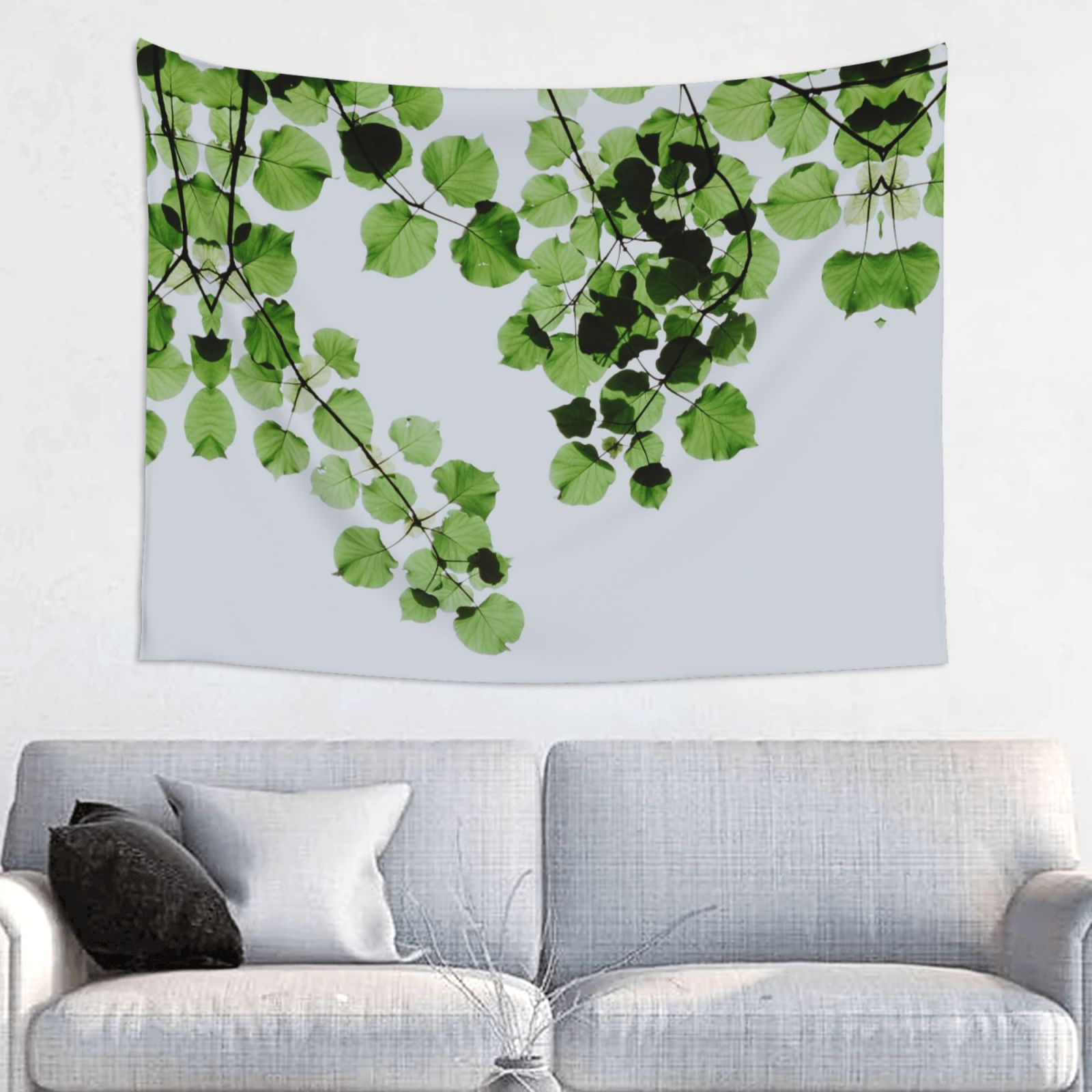 Tebeau Watercolor Green Leaves Print Tapestry Wall Hangings- Tapestry ...