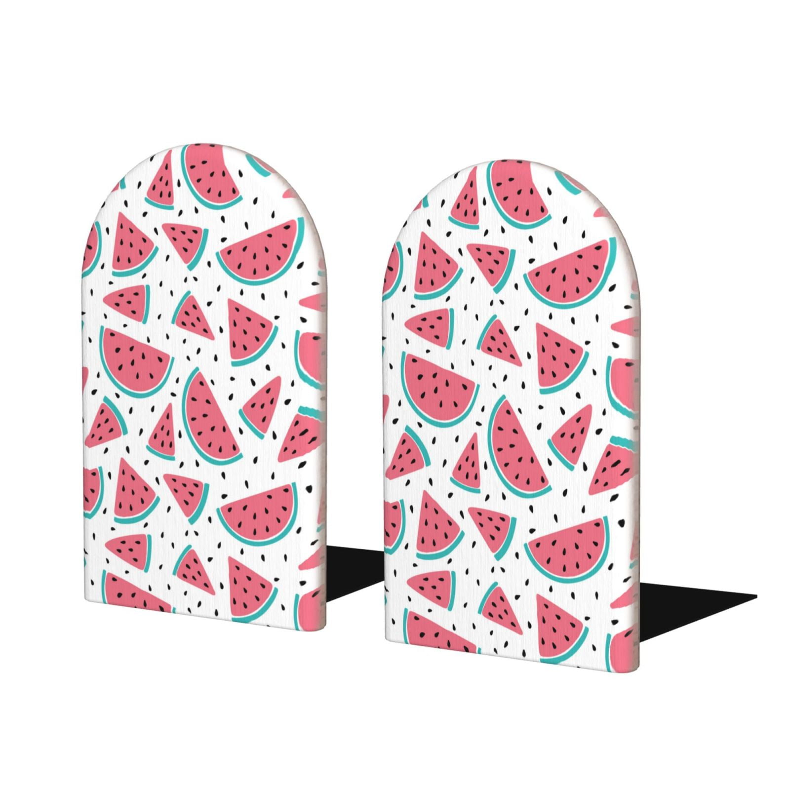 Tebeau Watermelon Print Wood Bookends for Shelves,Bookends,Book Holders ...