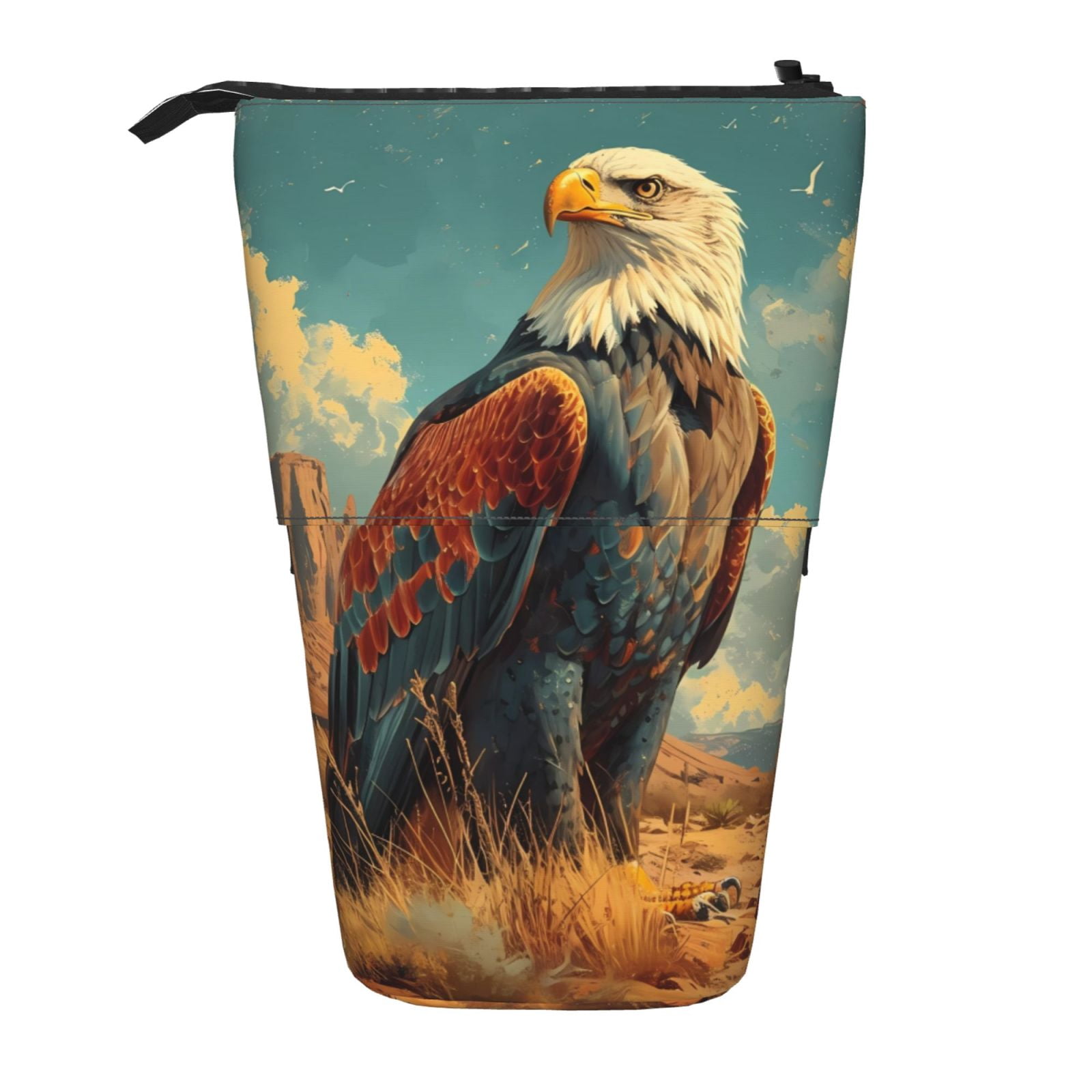 Tebeau Western Desert Cactus Bald Eagle Print Telescopic Pencil Bag Pen ...