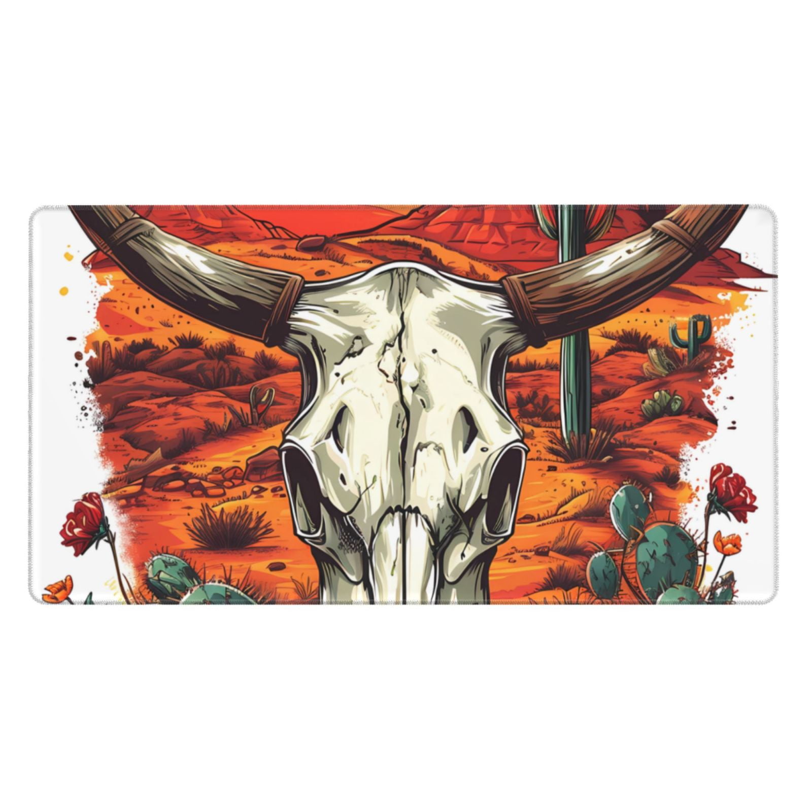 Tebeau Western Desert Cactus Ram Skull Print Large Mouse Pad for ...