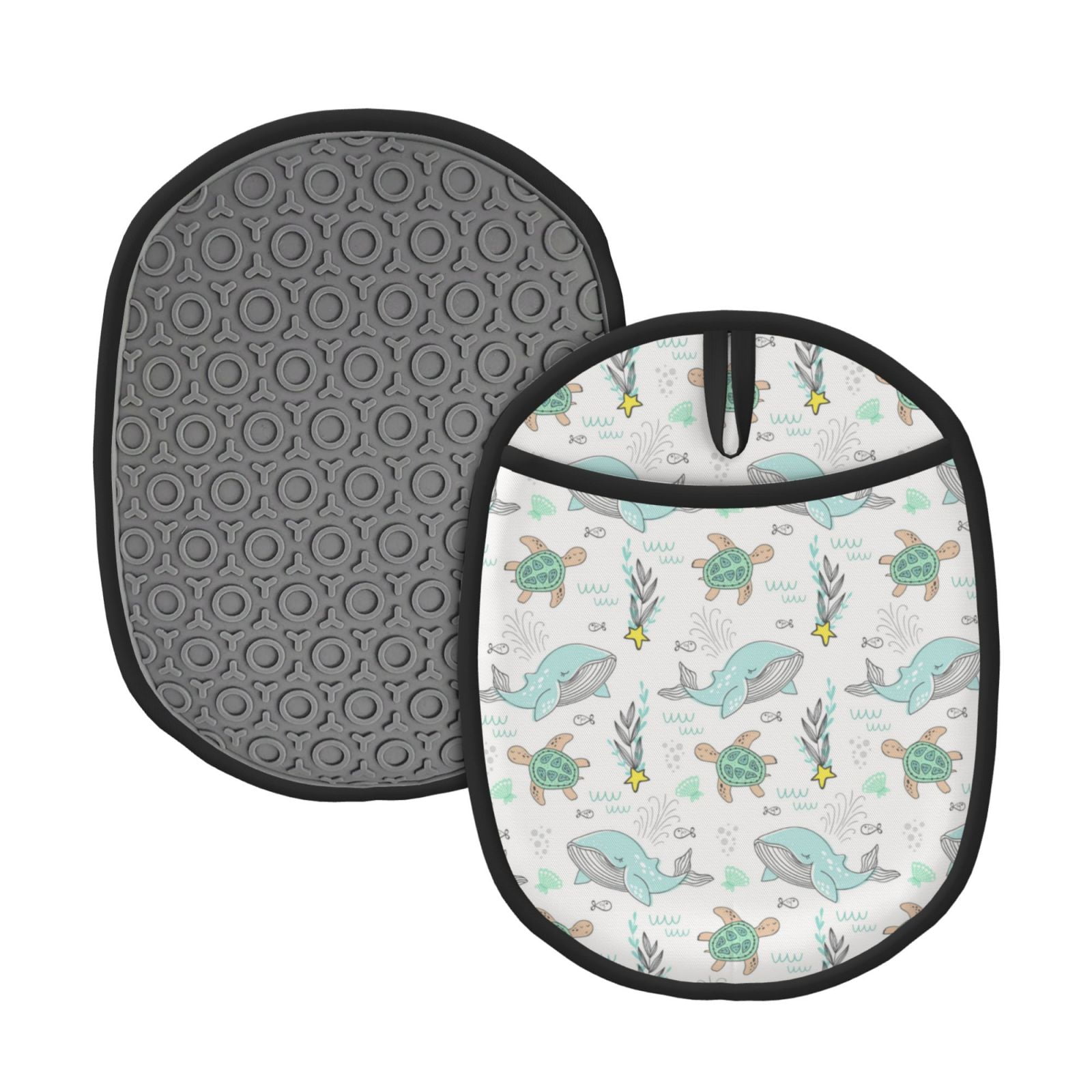 Tebeau Whale And Turtle Print Silicone Pot Holders , Multi-Purpose Hot ...