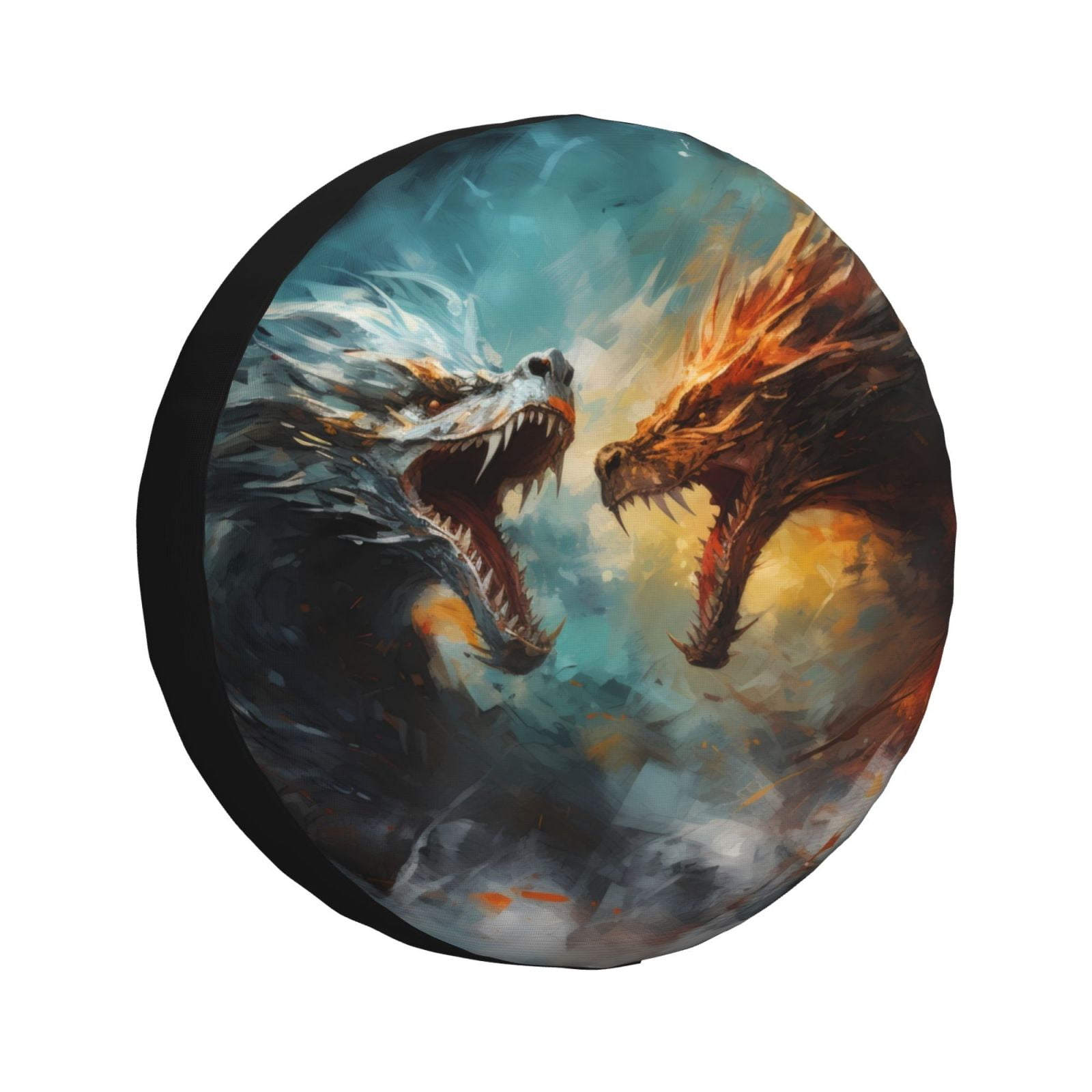 Tebeau White And Red Sketch Dragon Print Spare Tire Cover Wheel Tire ...