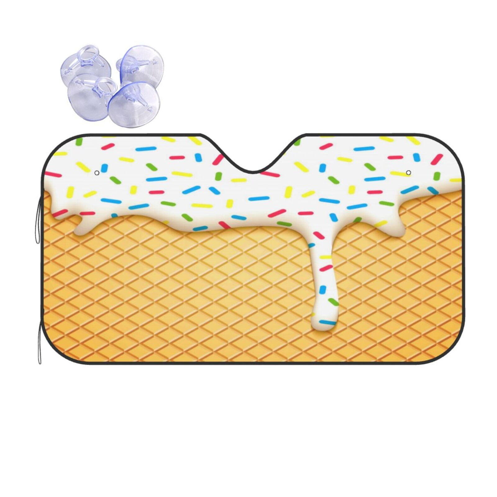 Tebeau White Ice Cream Print Foldable Car Windshield Sun Shades ...