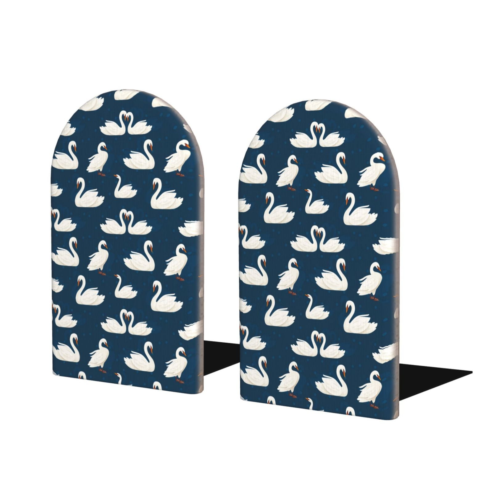 Tebeau White Swam Print Wood Bookends for Shelves,Bookends,Book Holders ...
