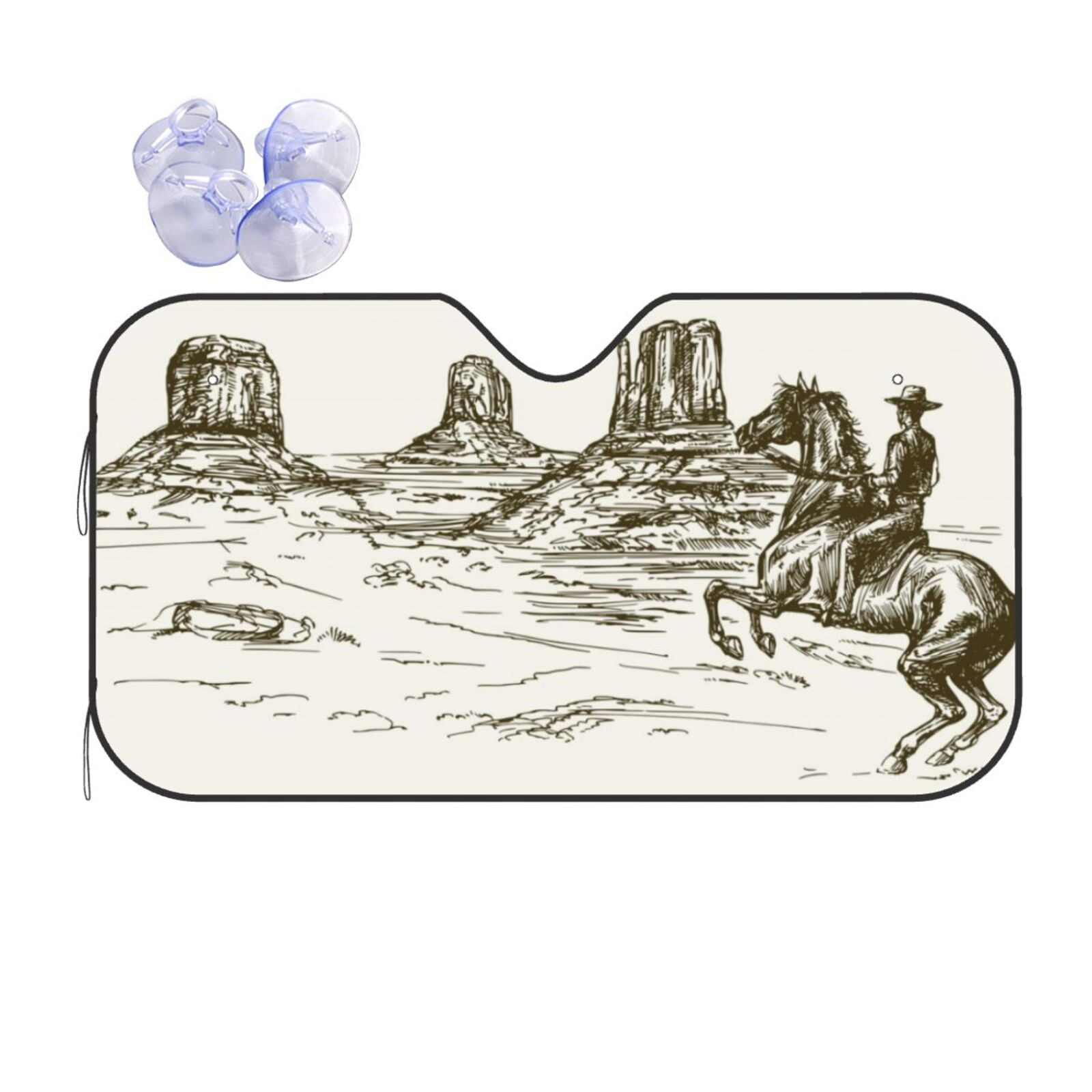 Tebeau Wild West Desert With Cowboy Print Foldable Car Windshield Sun ...