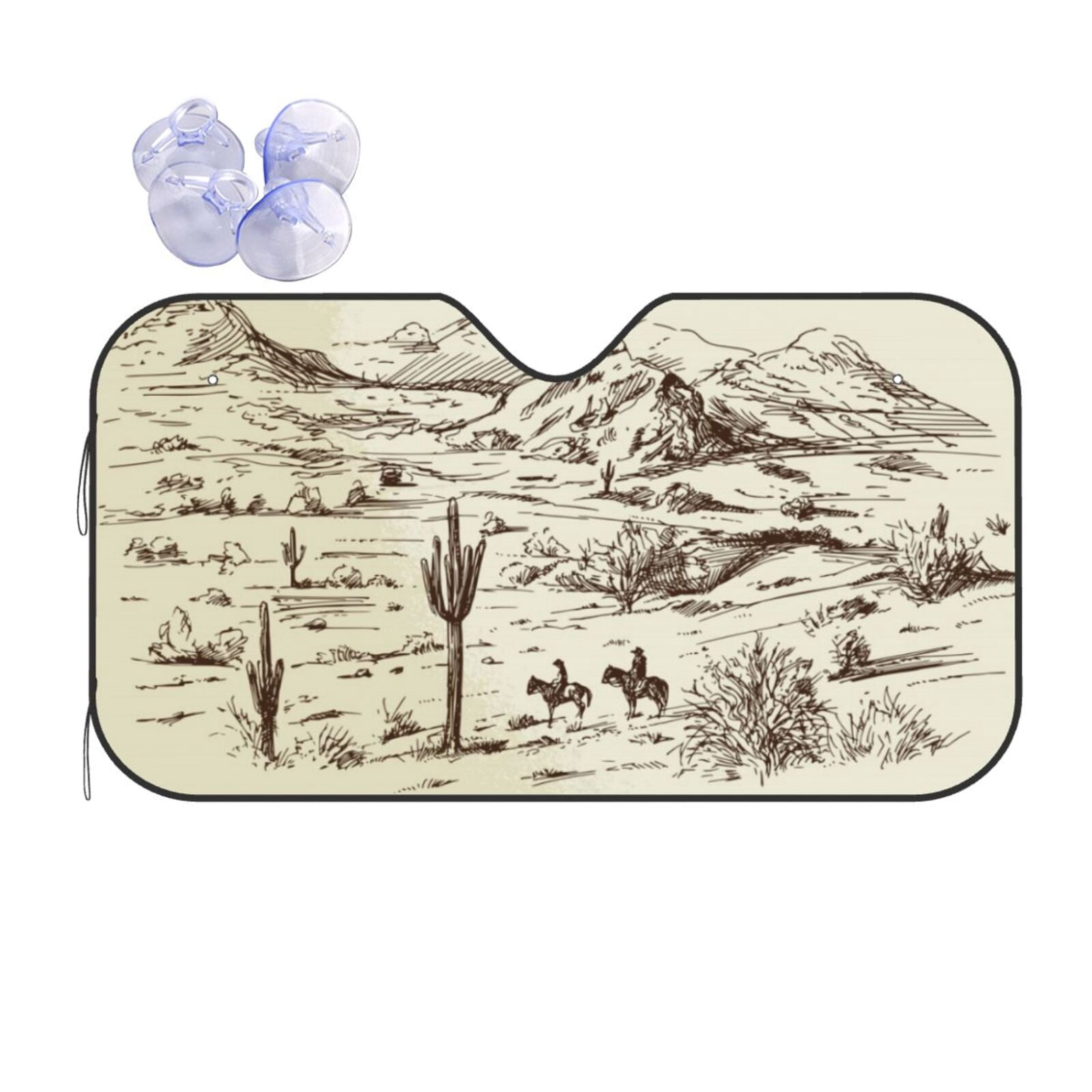 Tebeau Wild West Desert With Cowboys Print Foldable Car Windshield Sun ...