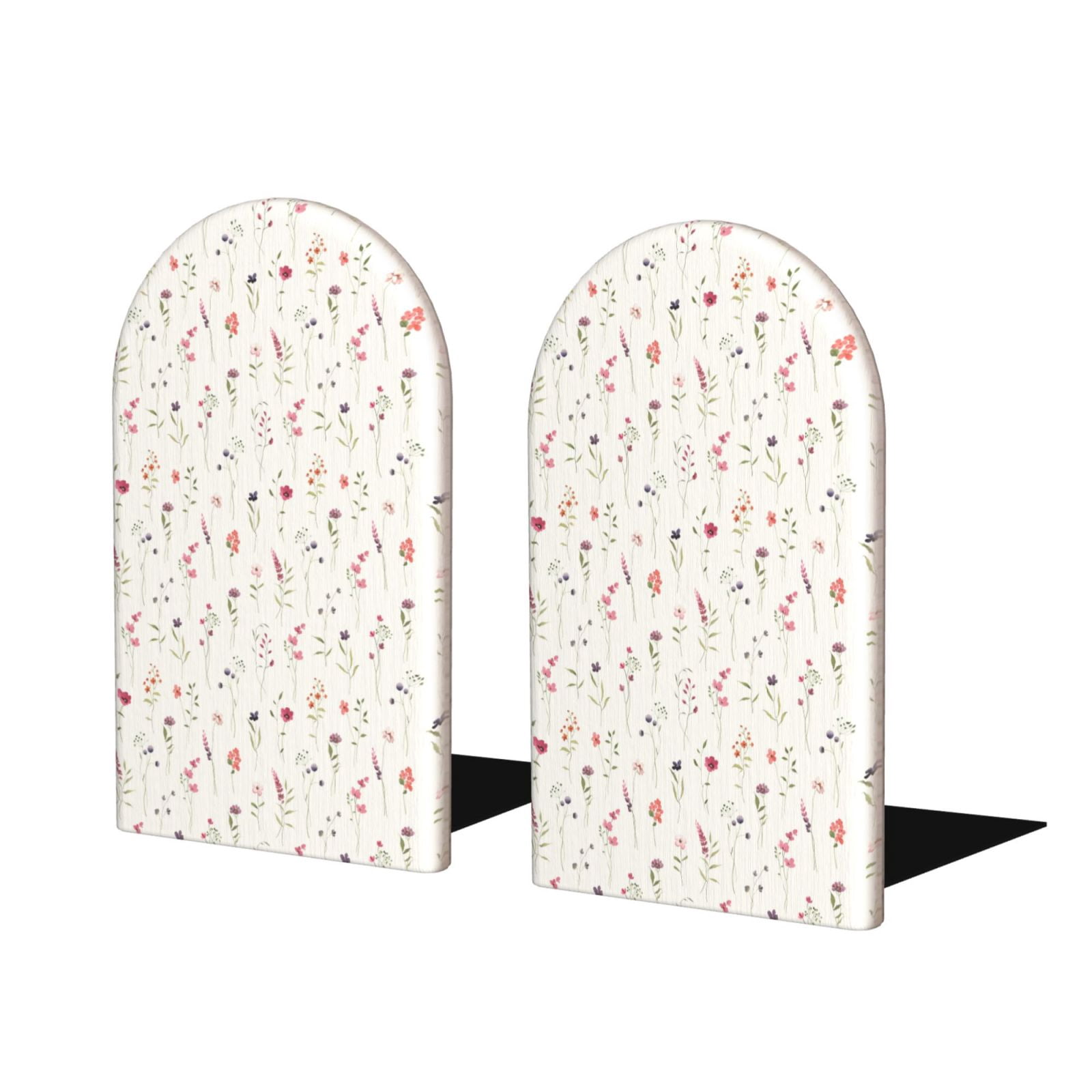 Tebeau Wildflower Watercolor Print Wood Bookends for Shelves,Bookends ...