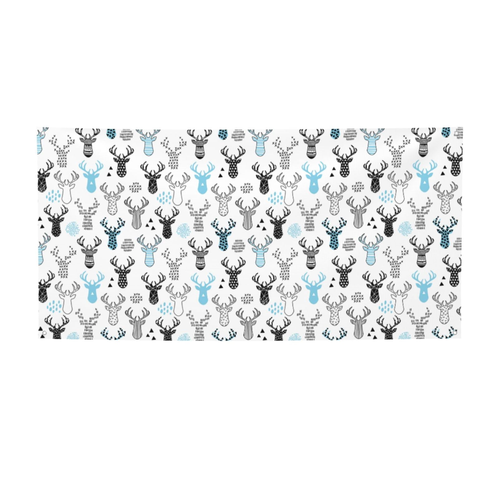 Tebeau Winter Art Blue and Black Moose Print Banner Backdrop Banner for ...