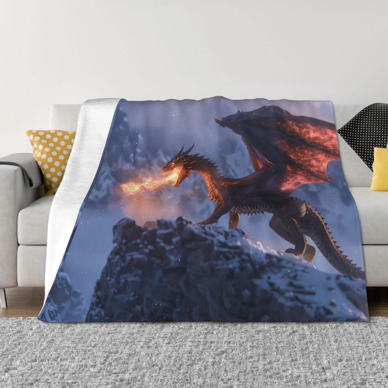 Tebeau Winter Fire Dragon Pattern Throw Blanket -{sizeName} Gifts for ...