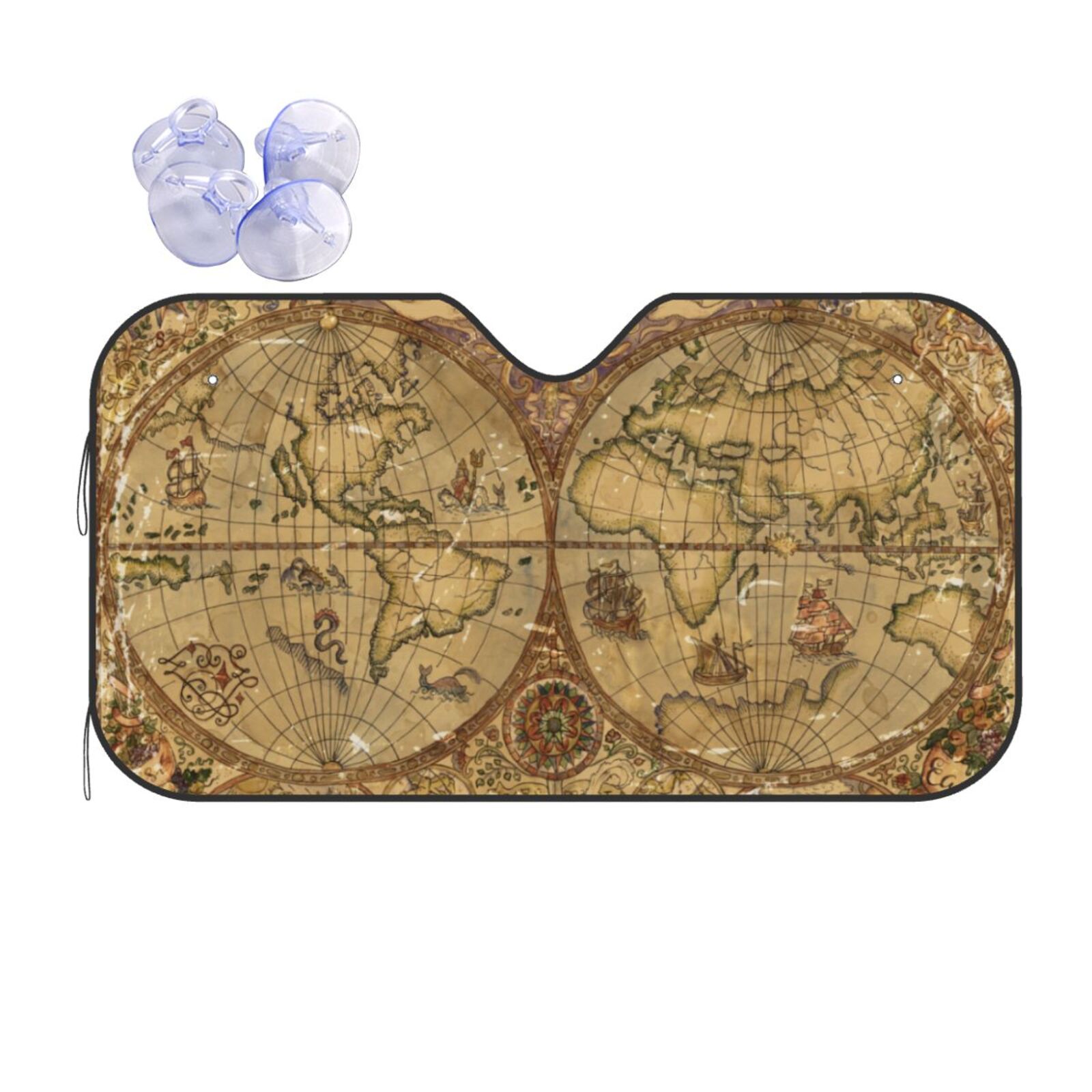 Tebeau World Map1 Print Foldable Car Windshield Sun Shades Universal ...