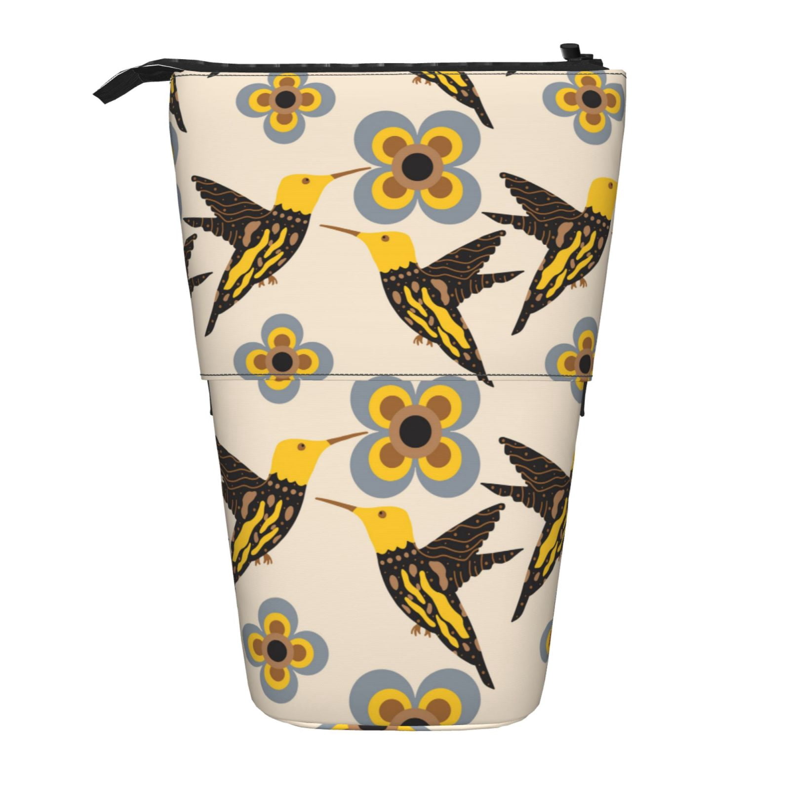 Tebeau Yellow Flowers Hummingbird Print Telescopic Pencil Bag Pen ...