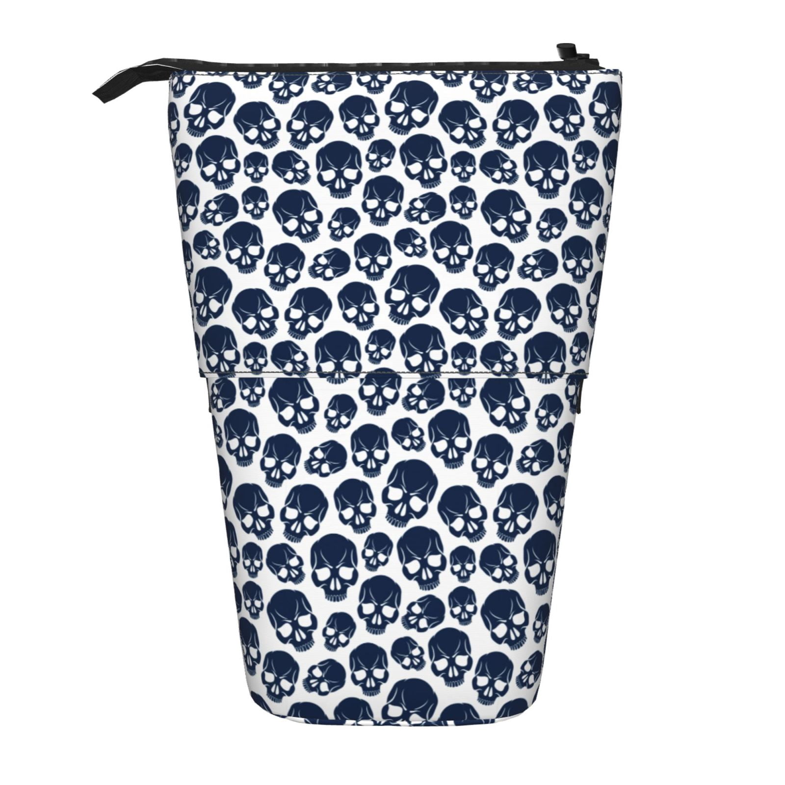 Tebeau black Skull white Print Telescopic Pencil Bag Pen Holder Pop Up ...