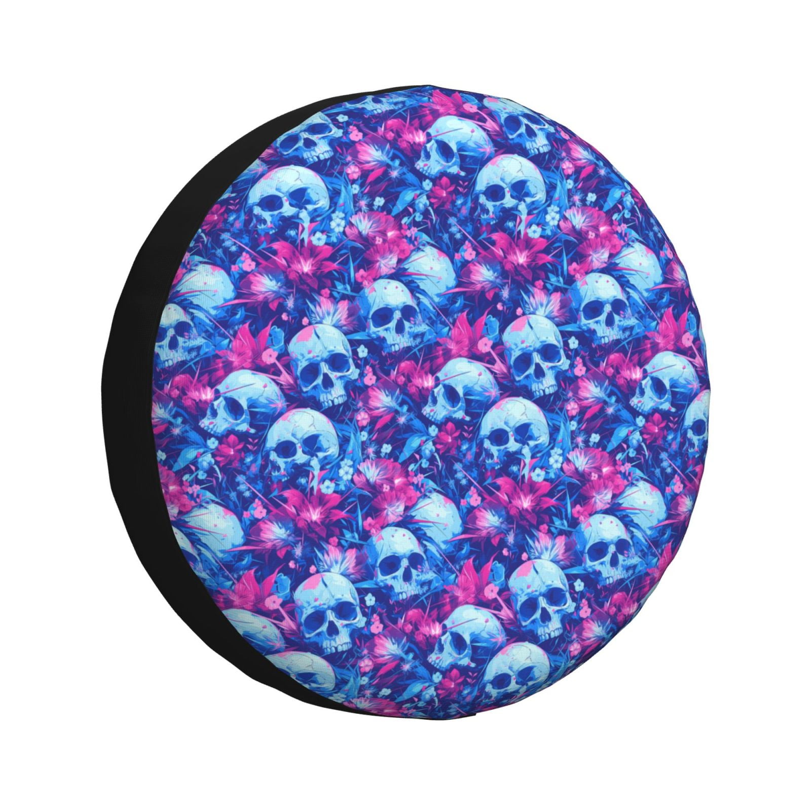 Tebeau blue Skull purple flower Print Spare Tire Cover Wheel Tire Cover ...