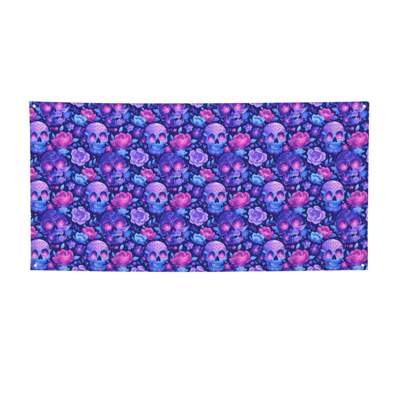 Tebeau blue Skull purple flower1 Print Banner Backdrop Banner for ...
