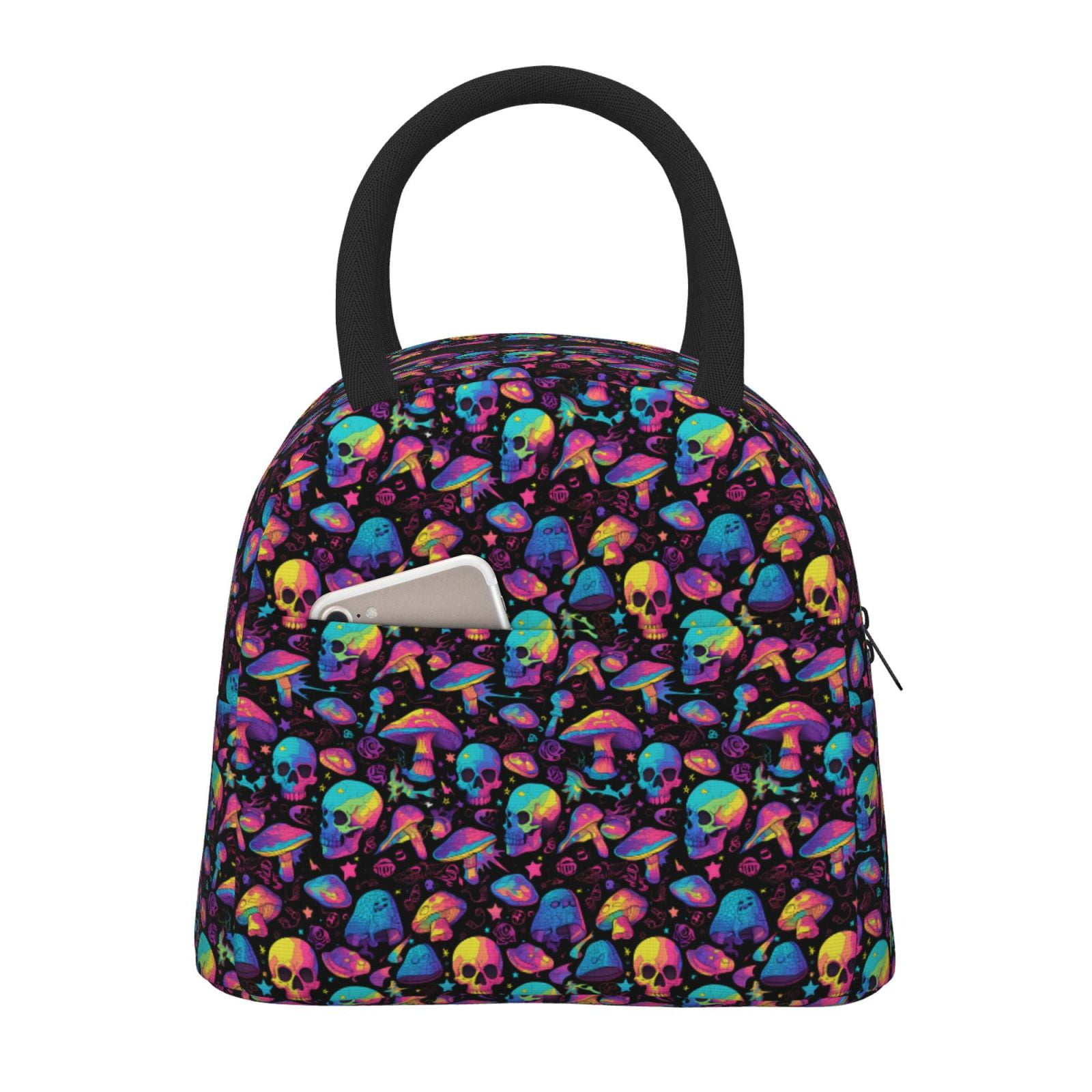 Tebeau colorful mushroom Skull Print Lunch Box Lunch Bag for Women ...