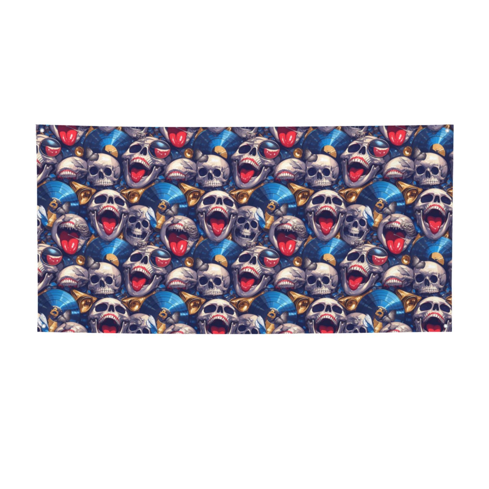 Tebeau rock Skull blue record Print Banner Backdrop Banner for Outdoor ...