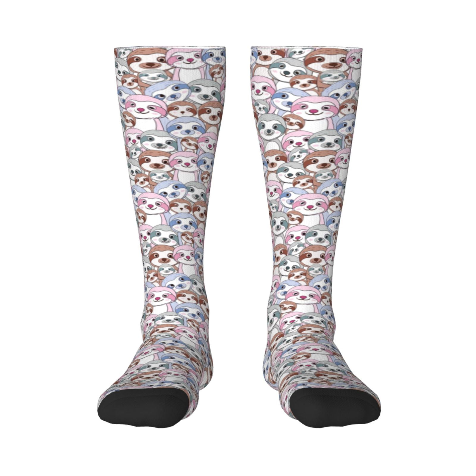 Tebeau sloth cartoon Print Adult Fuzzy Socks with Grips Plus Size Warm ...