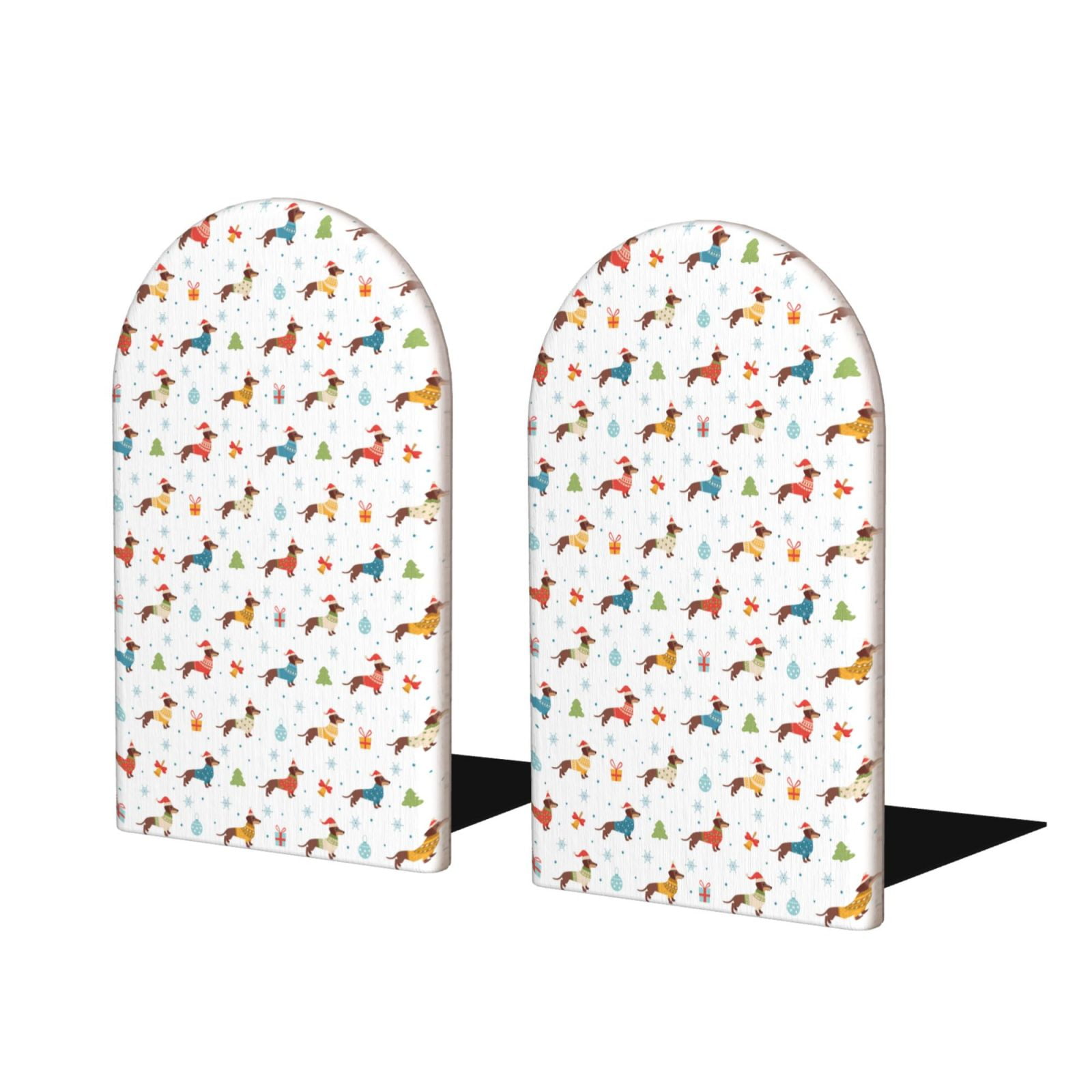 Tebeau winter Snowflake Dachshund Print Wood Bookends for Shelves ...