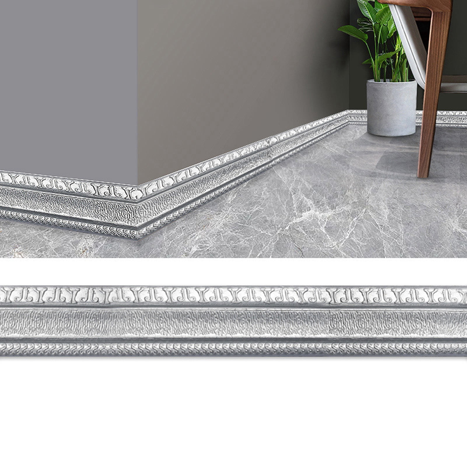 Teblacker 3d Embossed Self Adhesive Foam Baseboard Wall Edge Strip