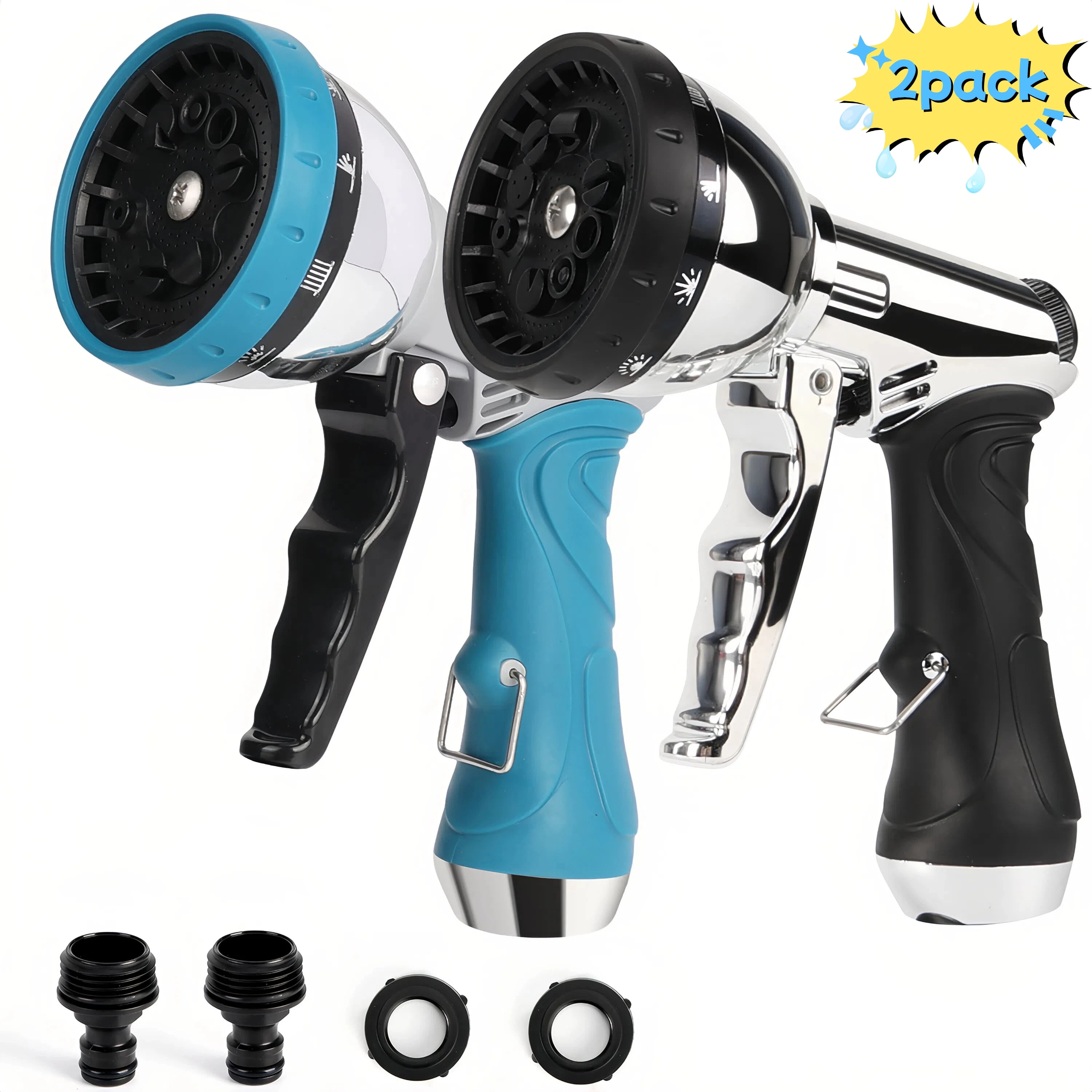 Teblint 2pcs Heavy-Duty Garden Hose Nozzles, Water Hose Nozzle Sprayer ...
