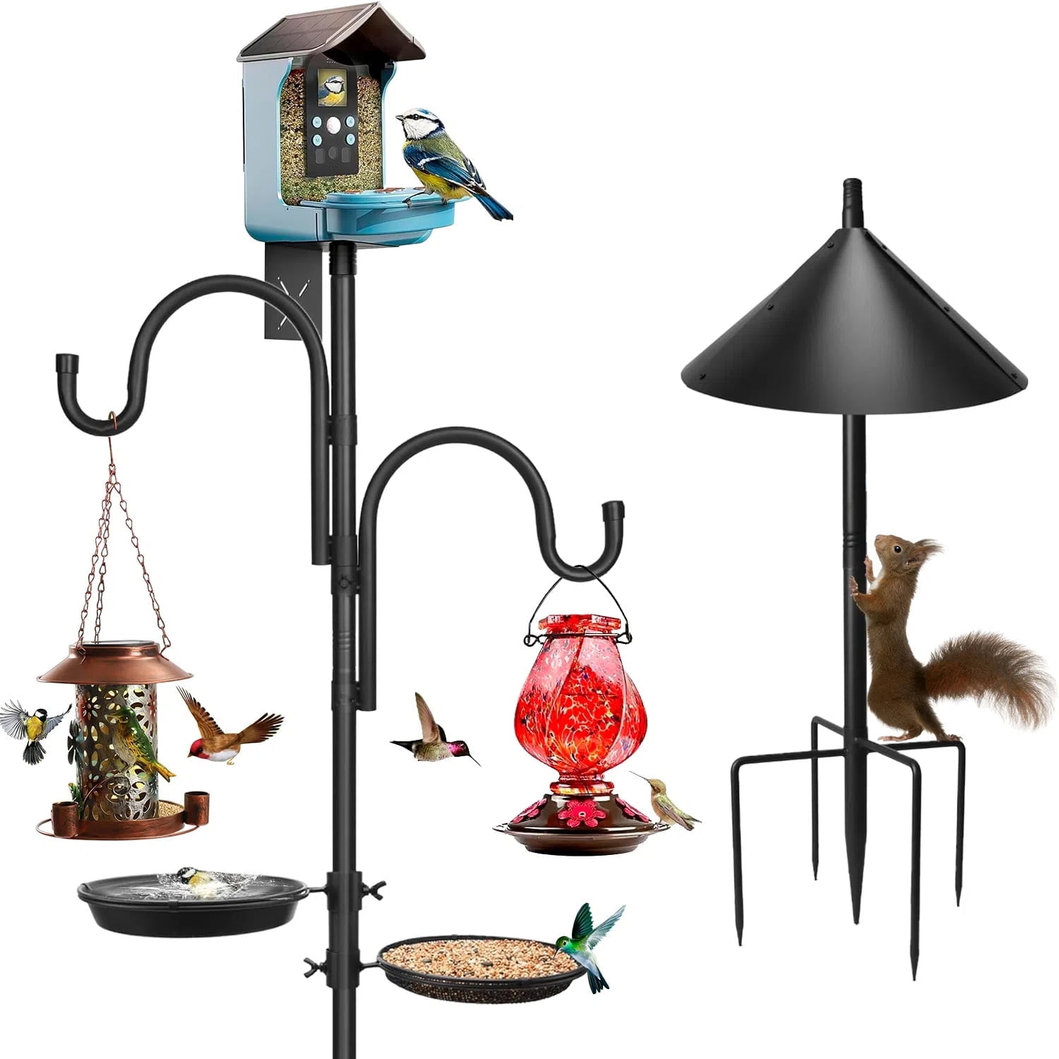 Teblint 92" Bird Feeding Station, Heavy Duty Bird Feeder Pole Bird ...
