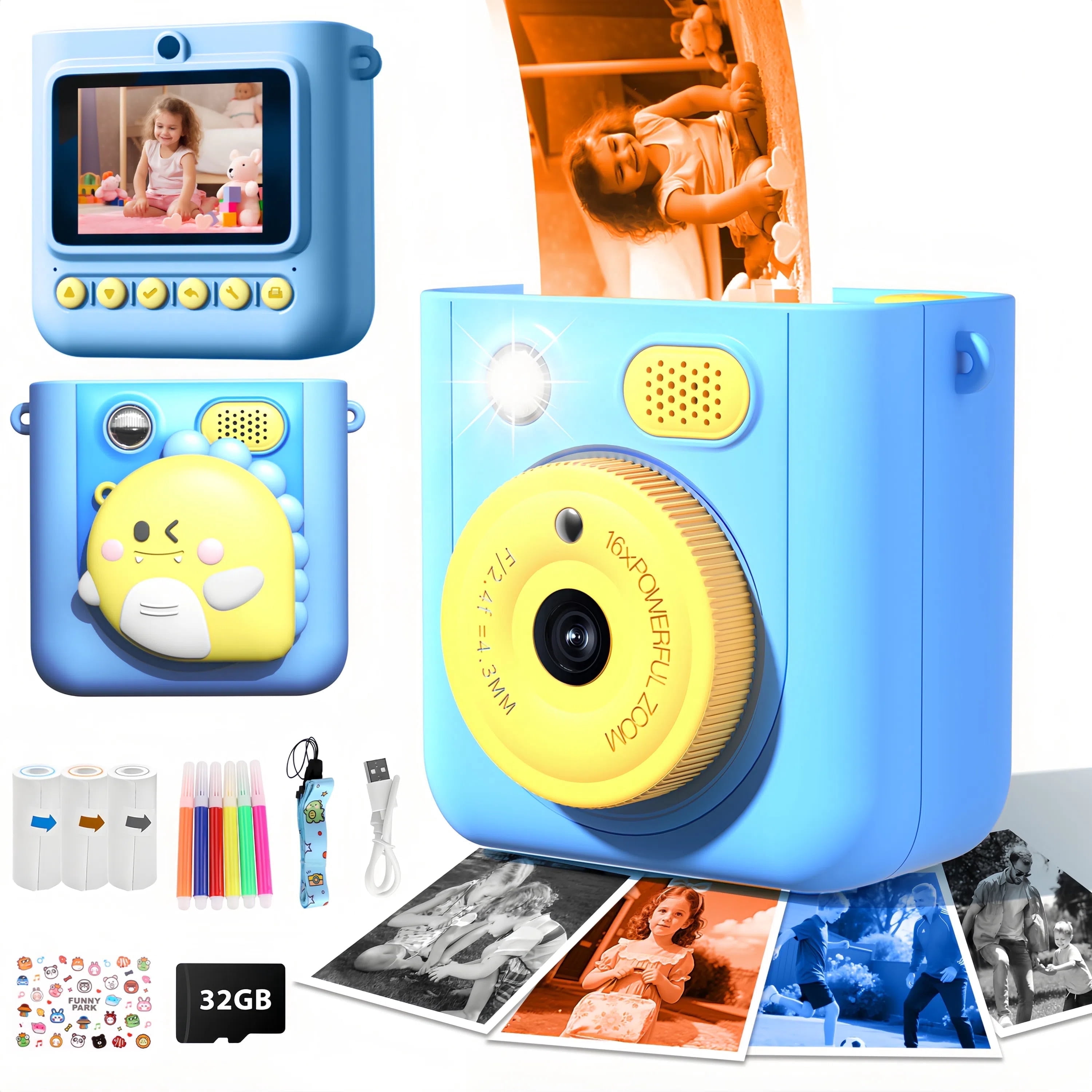 Teblint 2.4" Kids Camera Instant Print, 48MP & 1080P HD Digital Camera ...