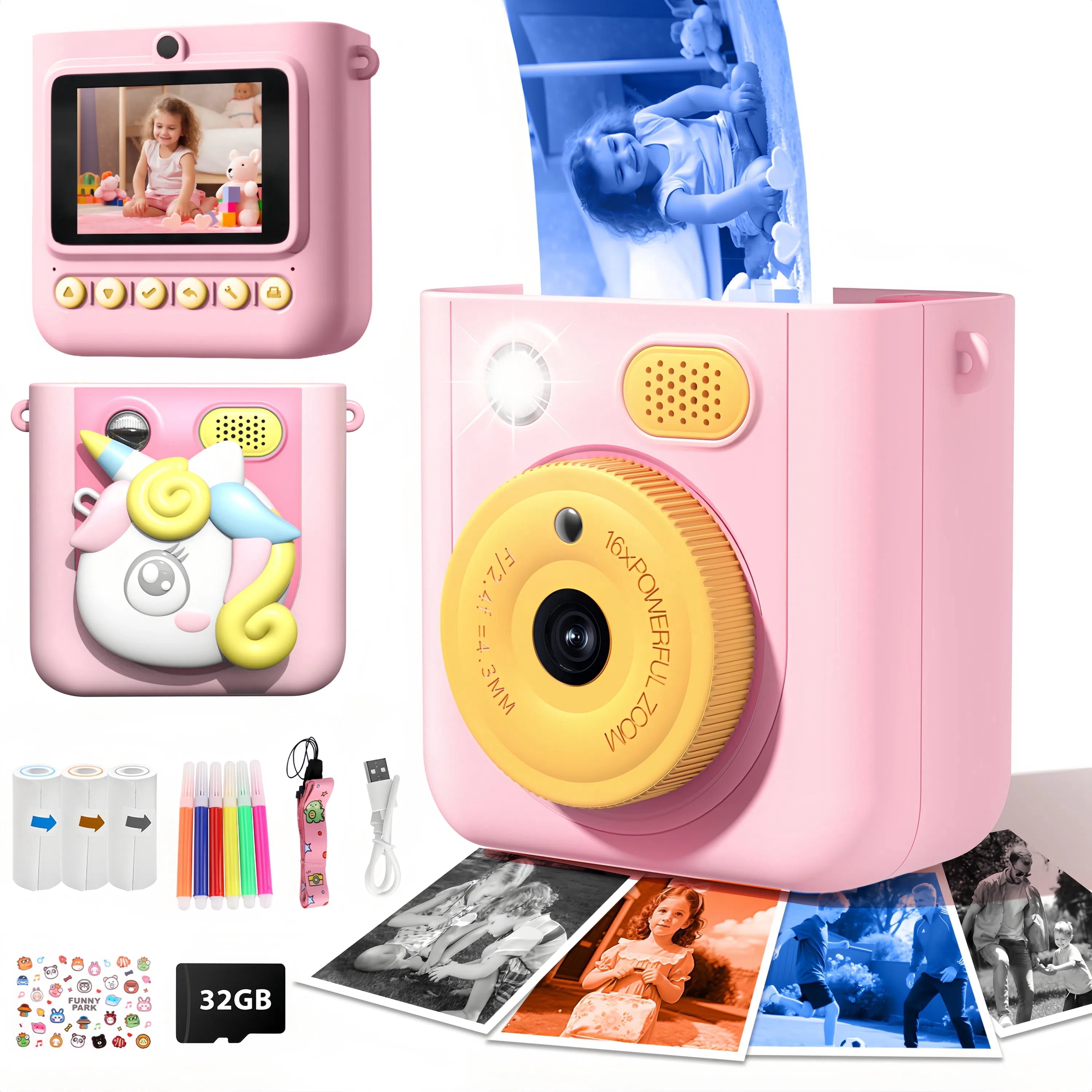 Teblint 2.4" Kids Camera Instant Print, 48MP & 1080P HD Digital Camera ...