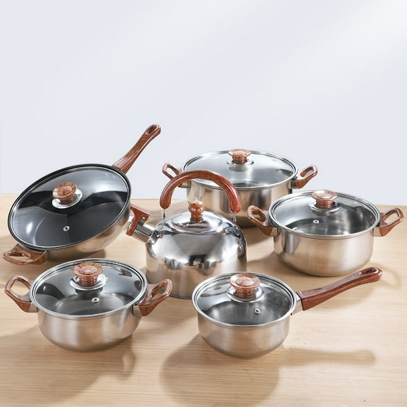 Tebru 12 Piece Nonstick Stainless Steel Cookware Set - Walmart.com