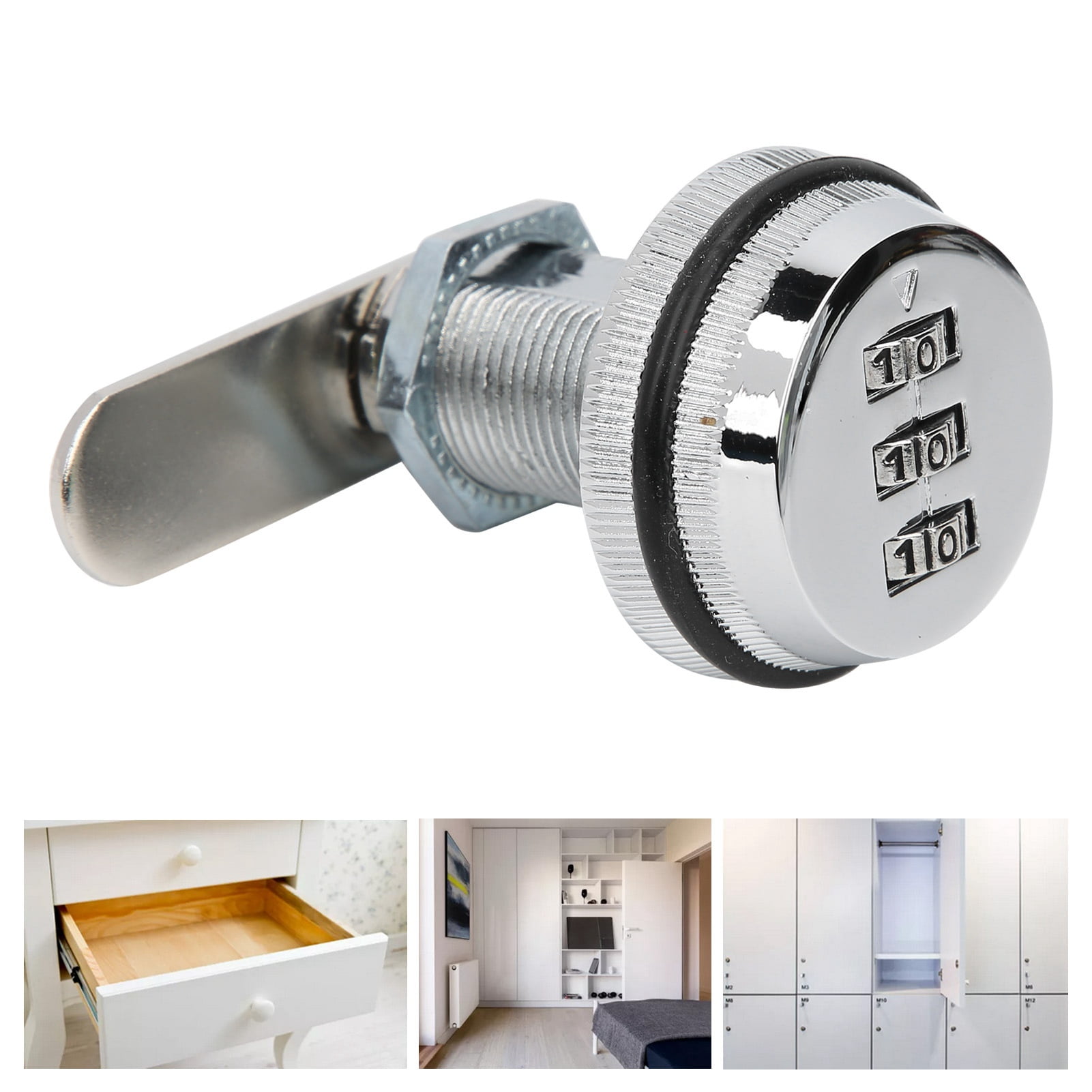 Tebru Cabinet Lock,3‑Digit Combination Cabinet Lock Zinc Alloy Password ...