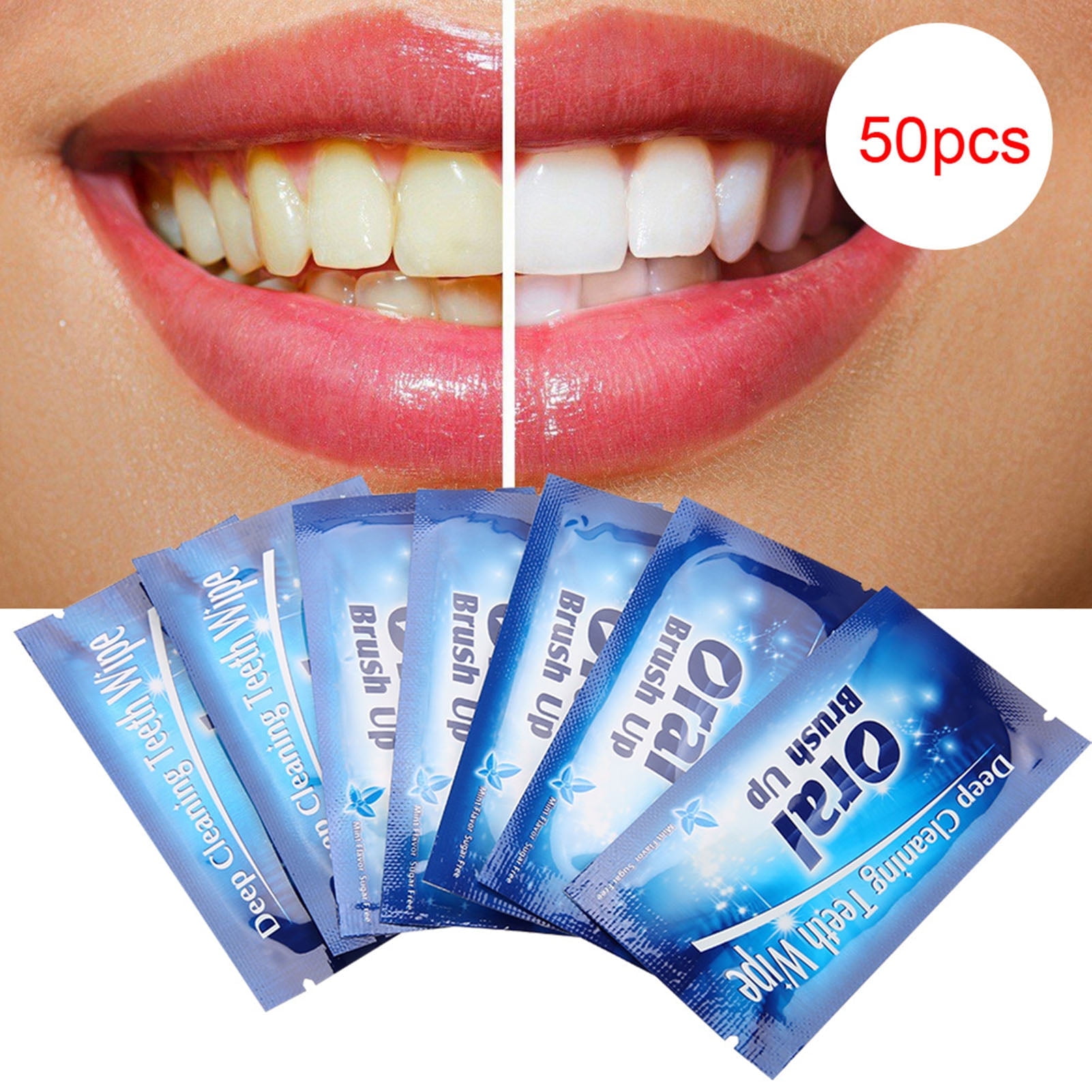 Tebru 50Pcs Dental Cleaning Wipes, Finger Mouth Care Hygiene Cleanser ...