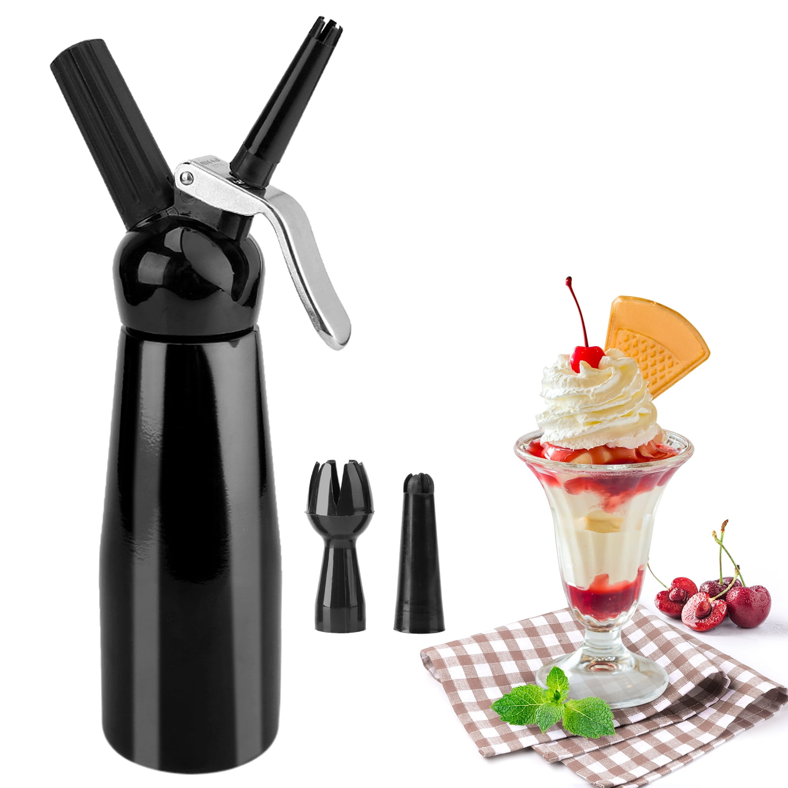 Tebru Cream Foam Maker,Cream Dispenser,500mL Black Aluminum Whipped ...