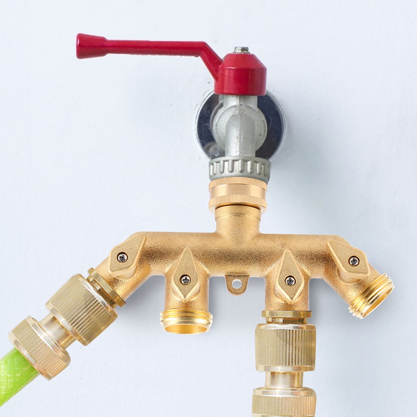 Tebru Faucet Splitter, Hose Adapter, Sturdy Ball Valve, Brass For Lawn ...