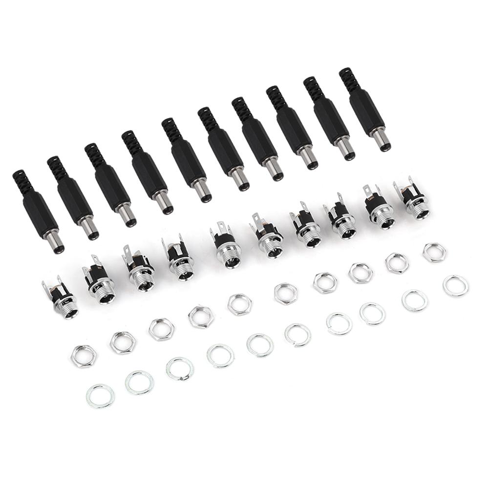 Tebru Jack Connector, DC Power Plug Adapter,10 Pairs 2.1x5.5mm 12V Male ...