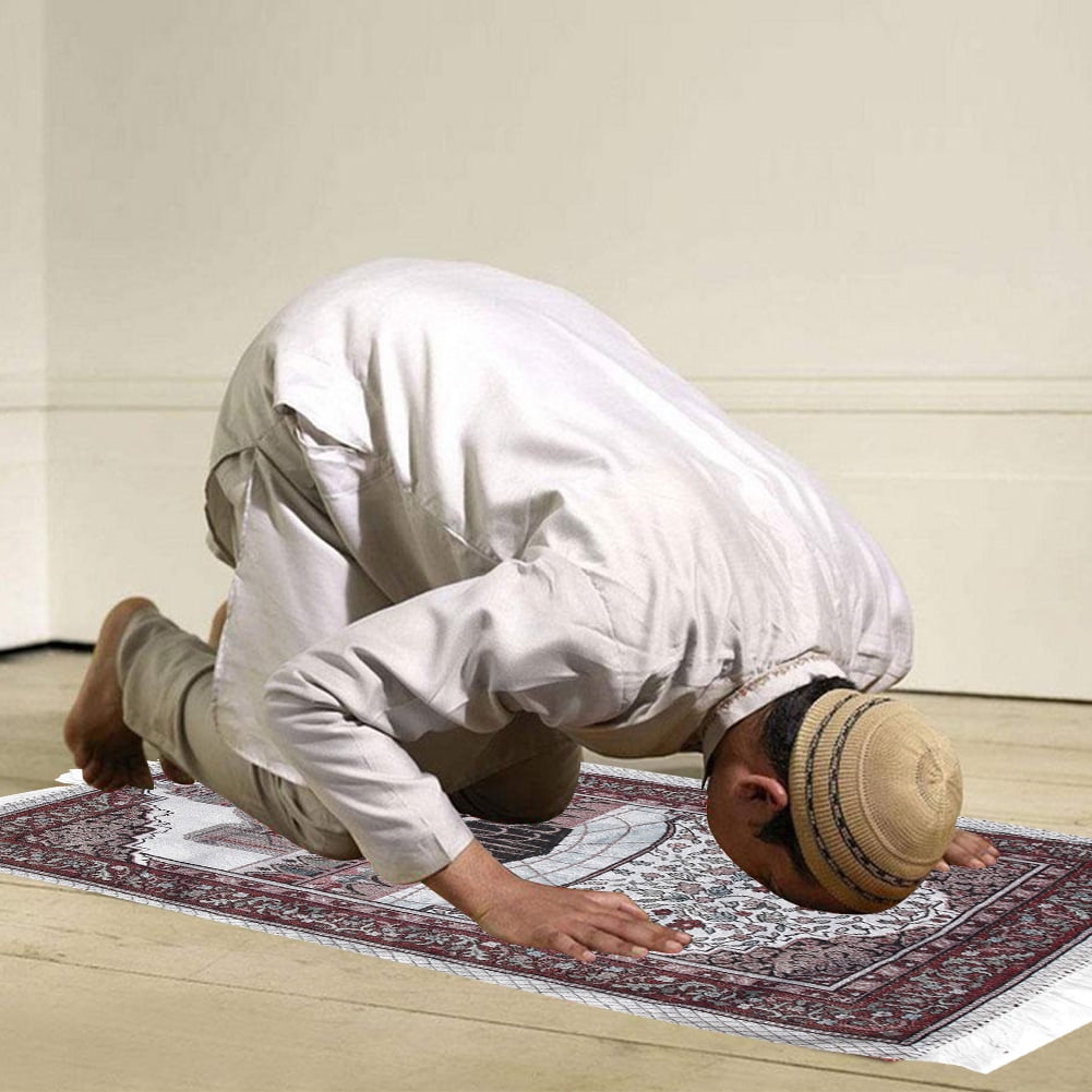 Tebru Kneeling Mat,Portable Prayer Rug Islamic Muslim Kaaba Cotton ...