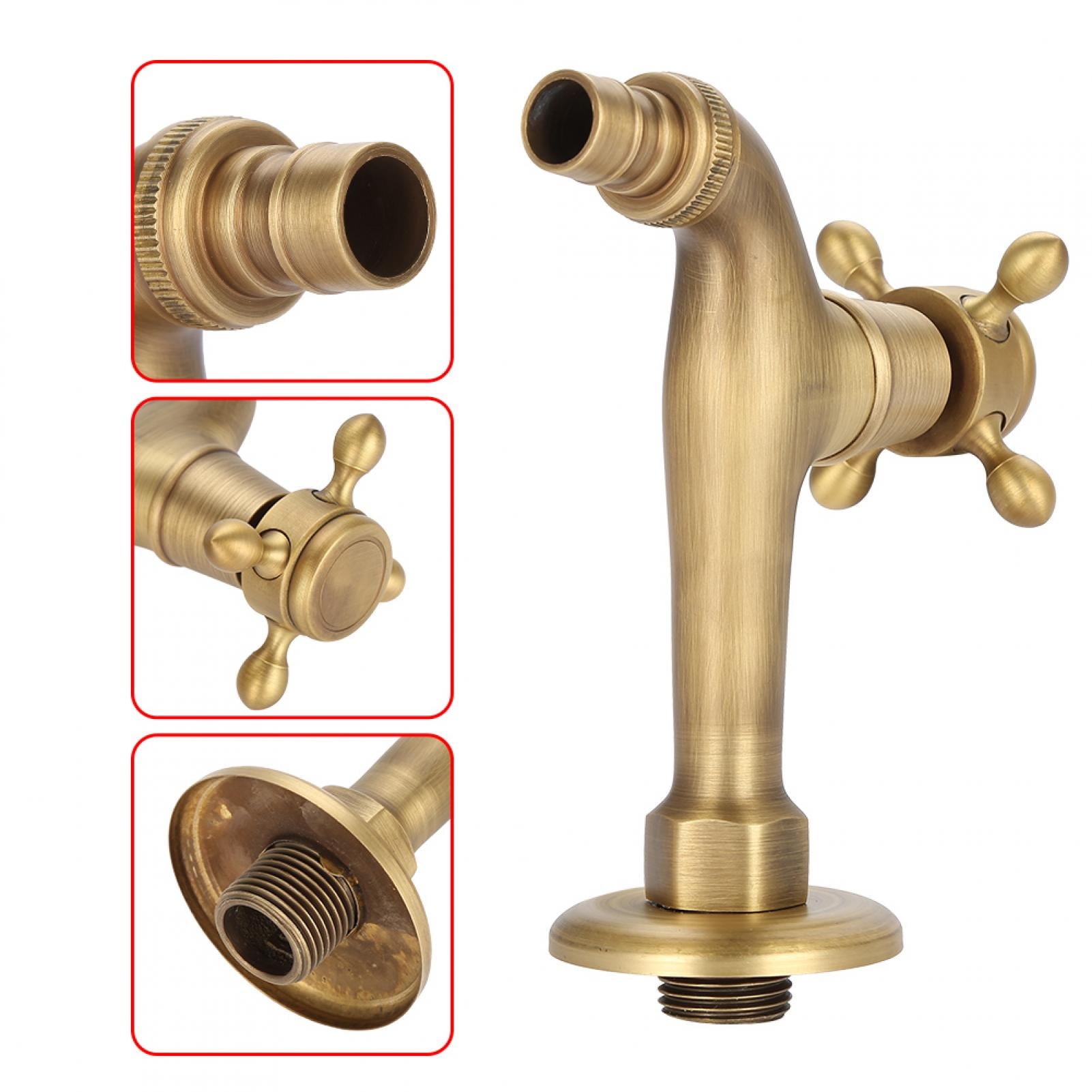 Tebru Vintage Solid Brass Single Handle Faucet for Washing Machine Wall ...