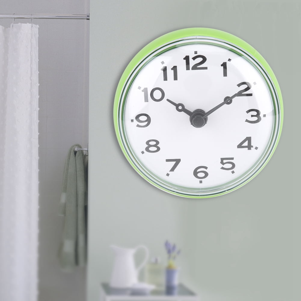 Tebru Waterproof Clock Wall Clock Waterproof Suction Wall Window Mirror